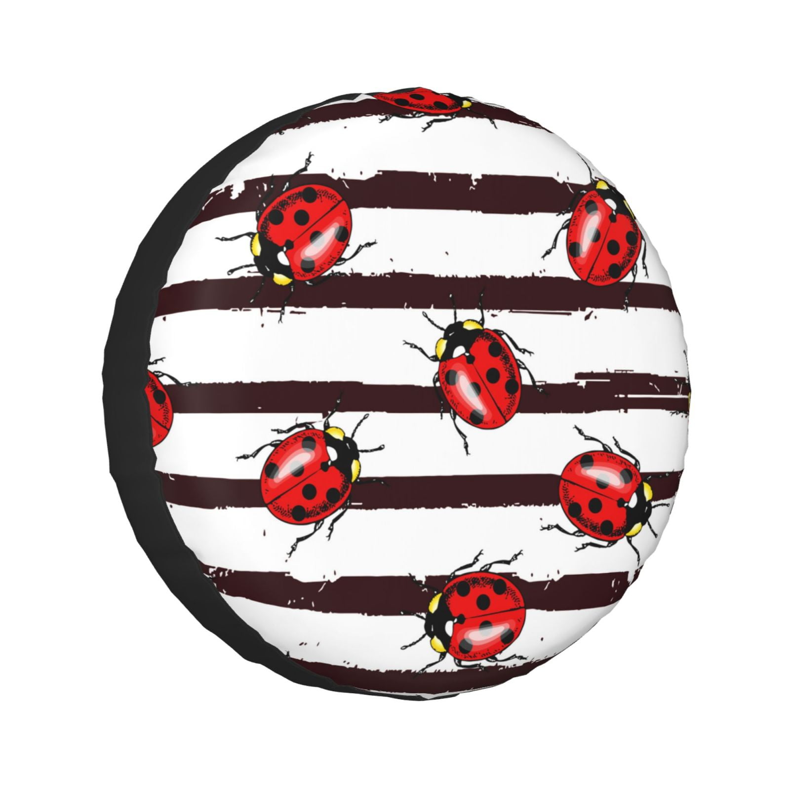 Kll Ladybugs On Black And White Striped1 Tire Cover,Universal Wheel ...