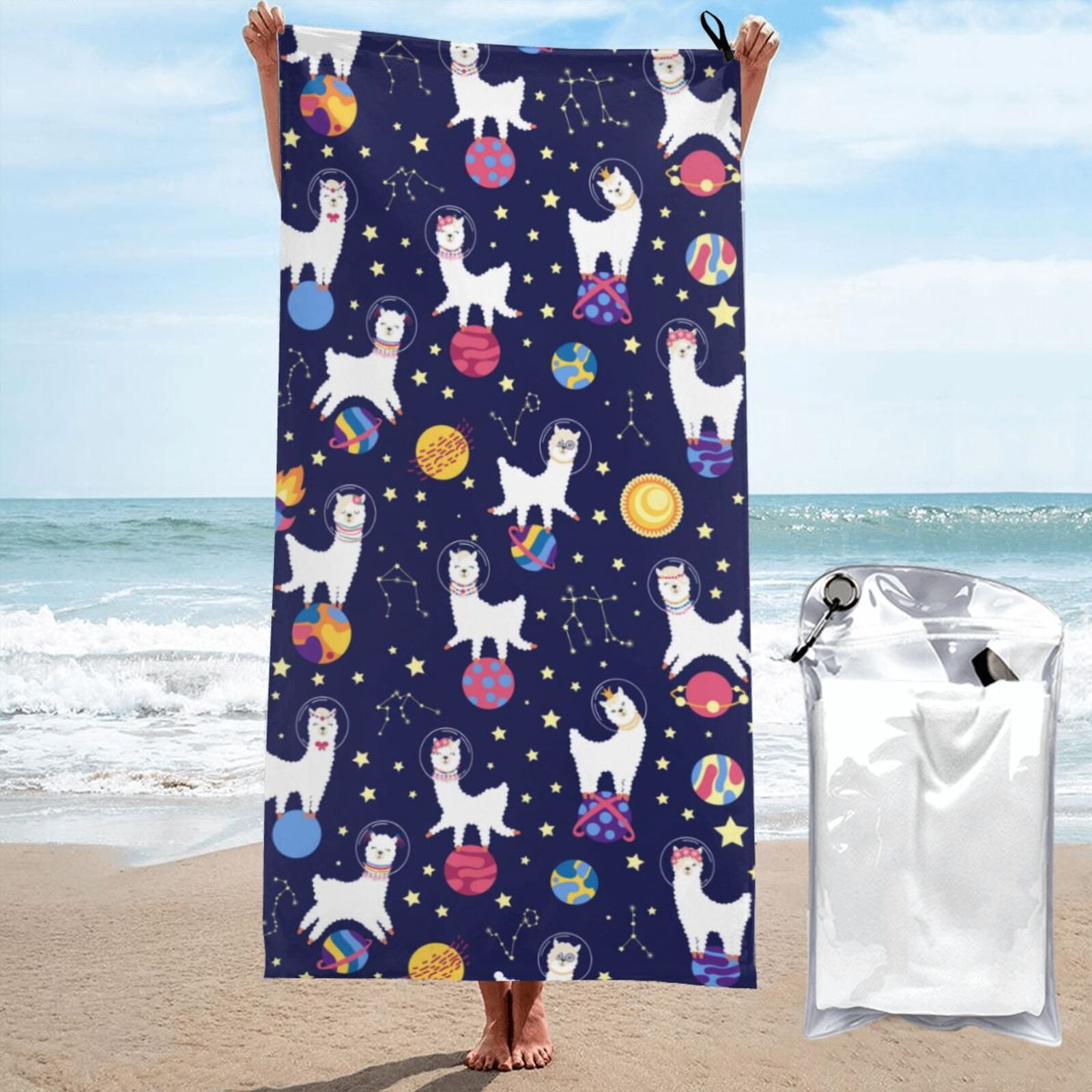 Kll Lama In Space Microfiber Beach Towel Fast Drying,Extra Large 31.5 ...
