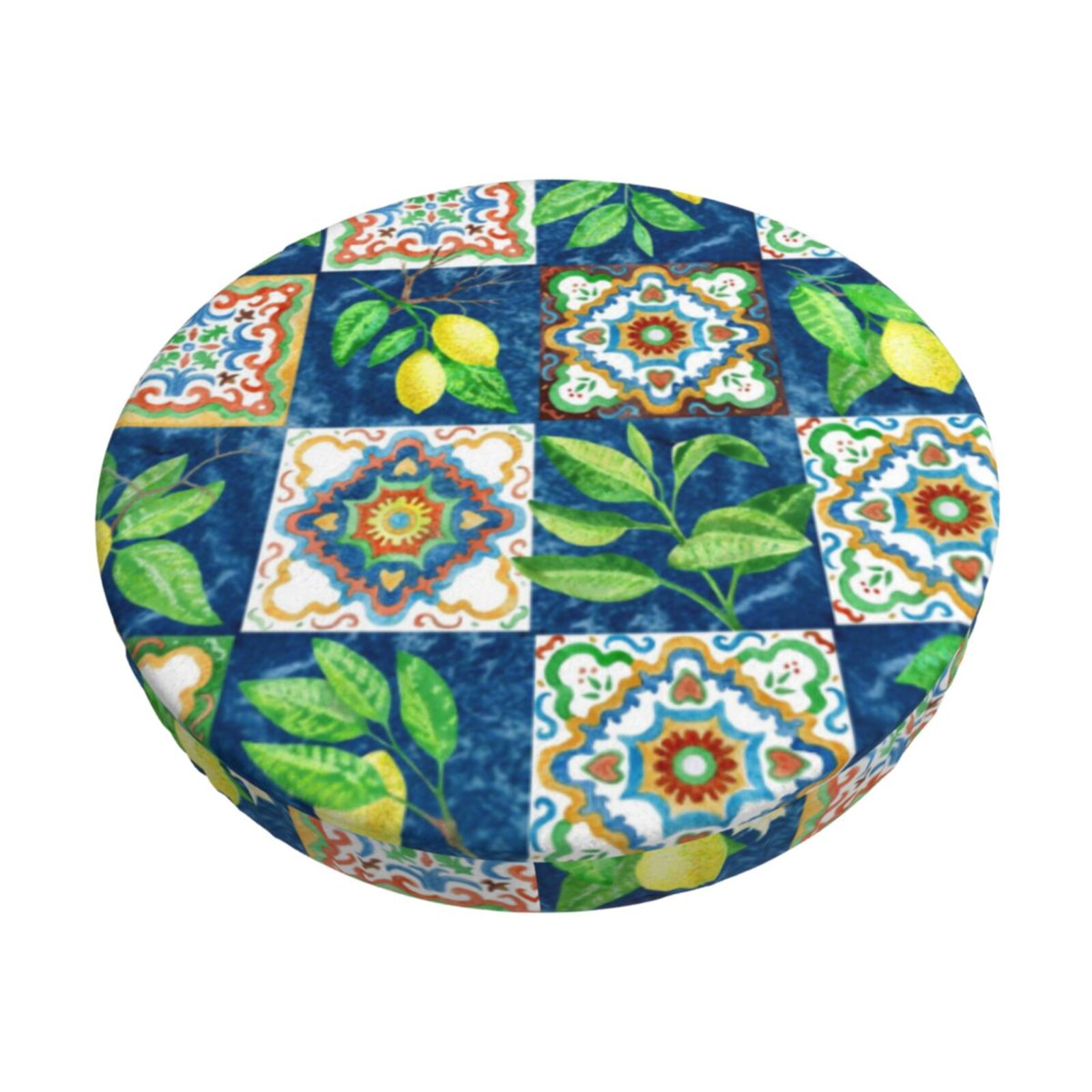 Kll Lemon And Leaves Round Bar Chair Cushion Cover 13 Inch,Bar Stool ...