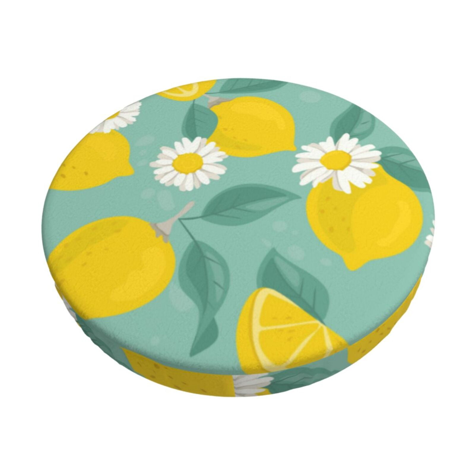 Kll Lemons Chamomile Flowers And Leaves Round Bar Chair Cushion Cover ...