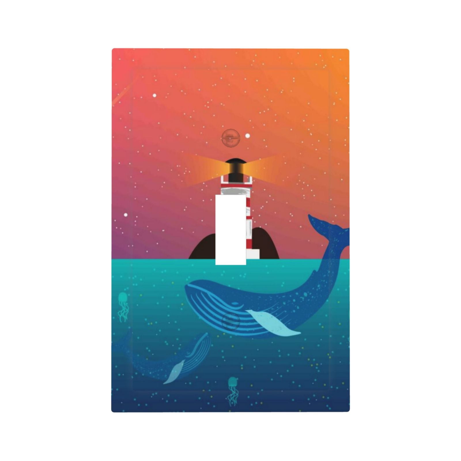 Kll Lighthouse And Whale Wall Plate,Gloss Finish,Standard Size 1 - 5" X ...