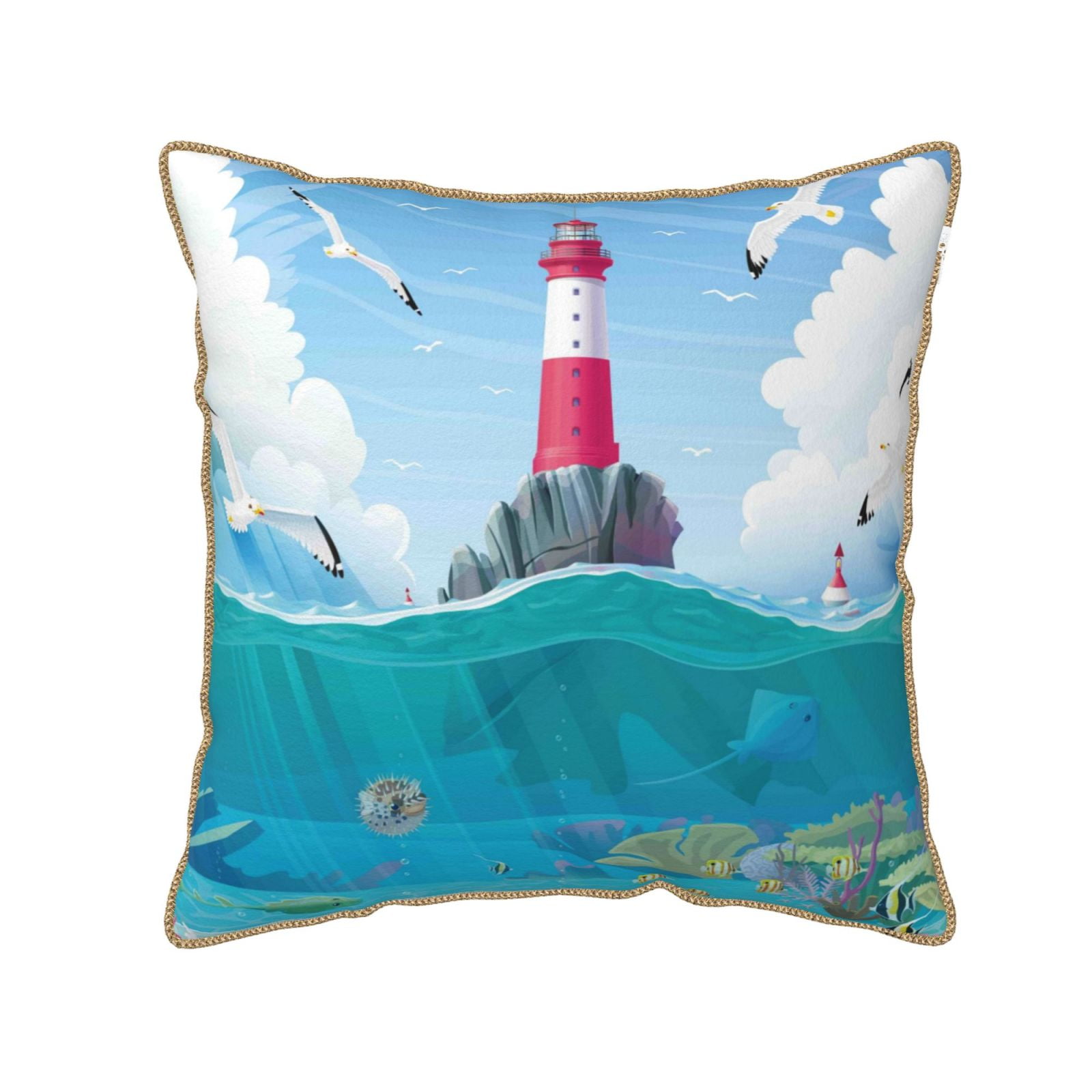 Kll Lighthouse Sea Port Decorative Throw Pillow Covers Velvet Soft For ...