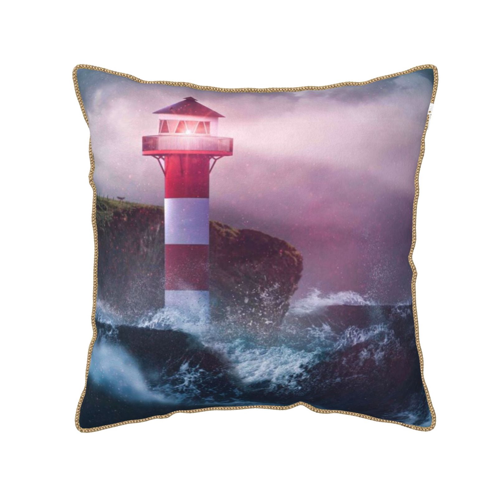 Kll Lighthouse Waves Torrential Rain Decorative Throw Pillow Covers ...