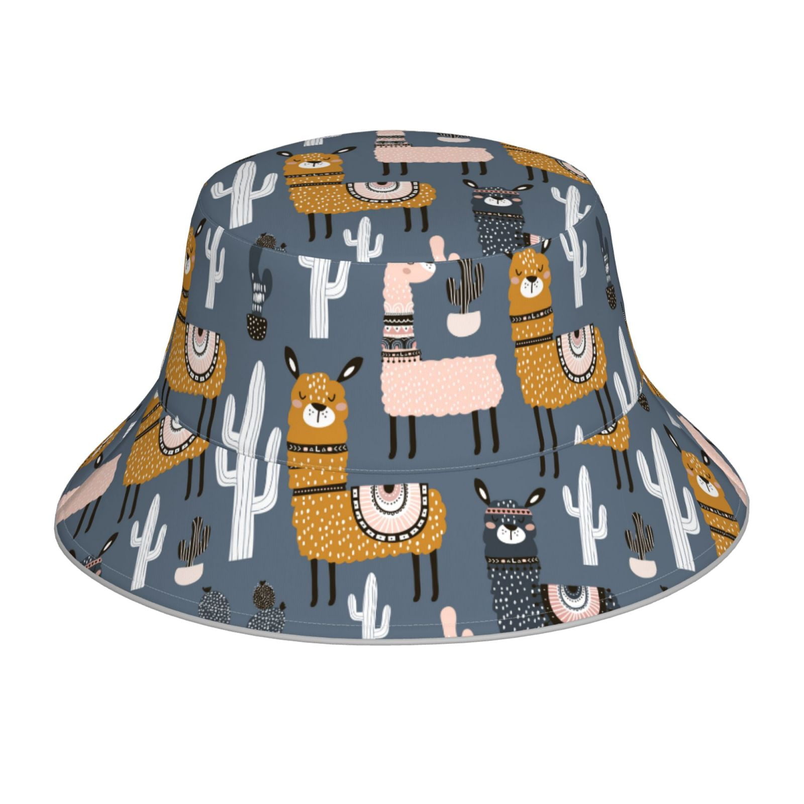 Kll Llama And Cactus Bucket Hat For Women Men Packable Travel Beach Sun ...