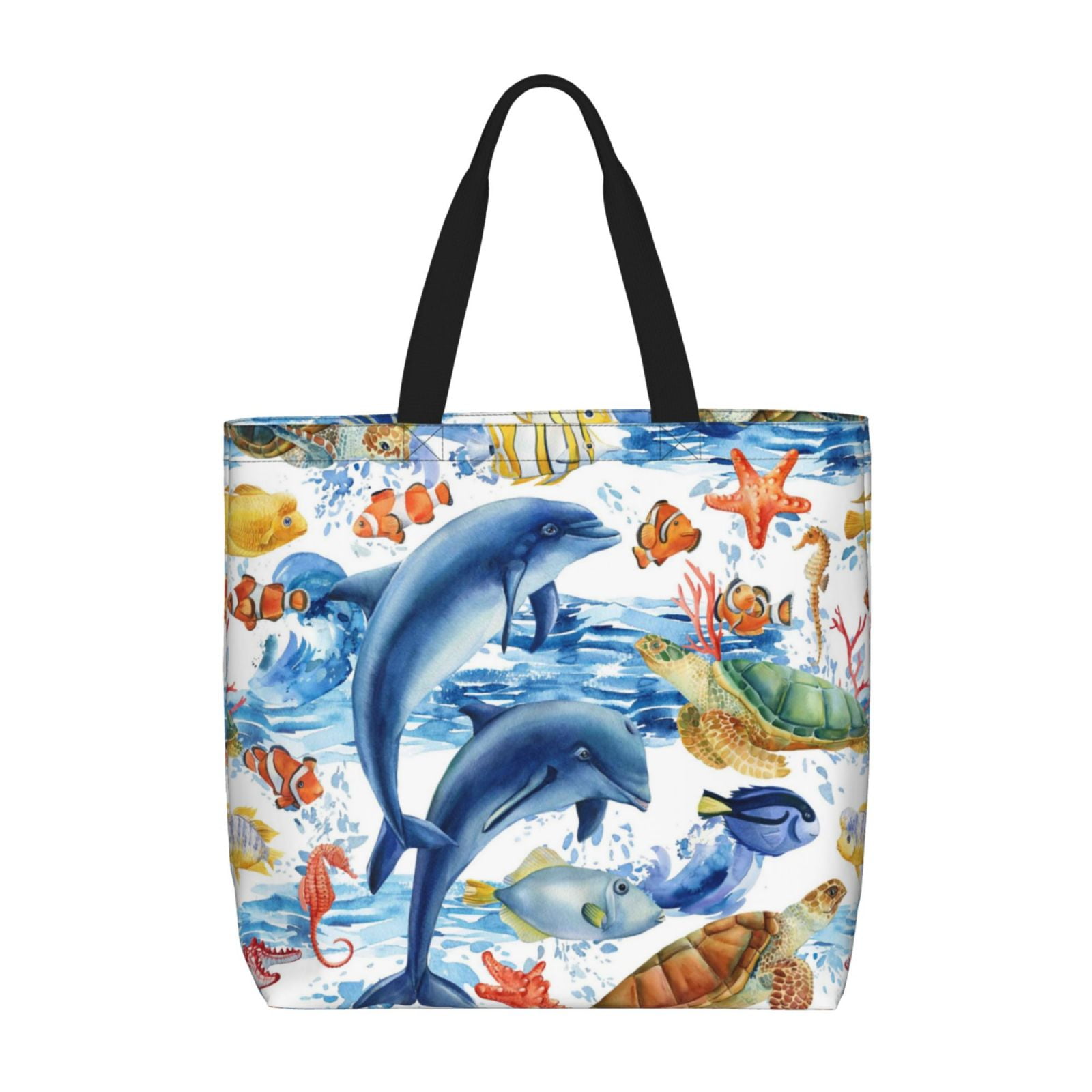 Kll Marine Animals Pattern Aesthetic Tote Bag For Women Beach Bag ...