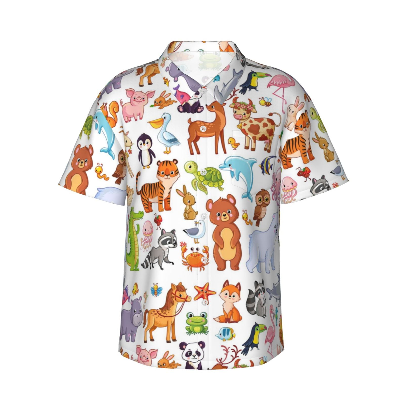 Kll Men'S Hawaiian Shirt Short Sleeve Button Down Beach Shirts-Animal ...