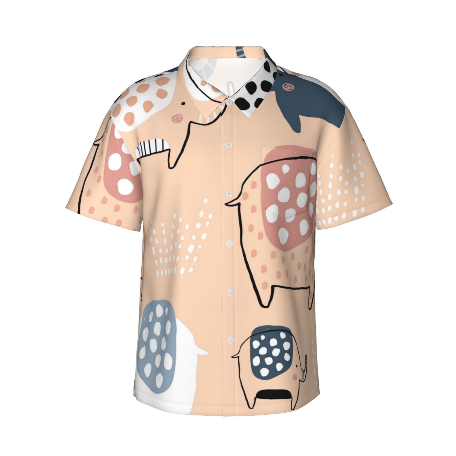 Kll Mens Hawaiian Shirt Short Sleeve Button Down Beach Shirts Cute Ink
