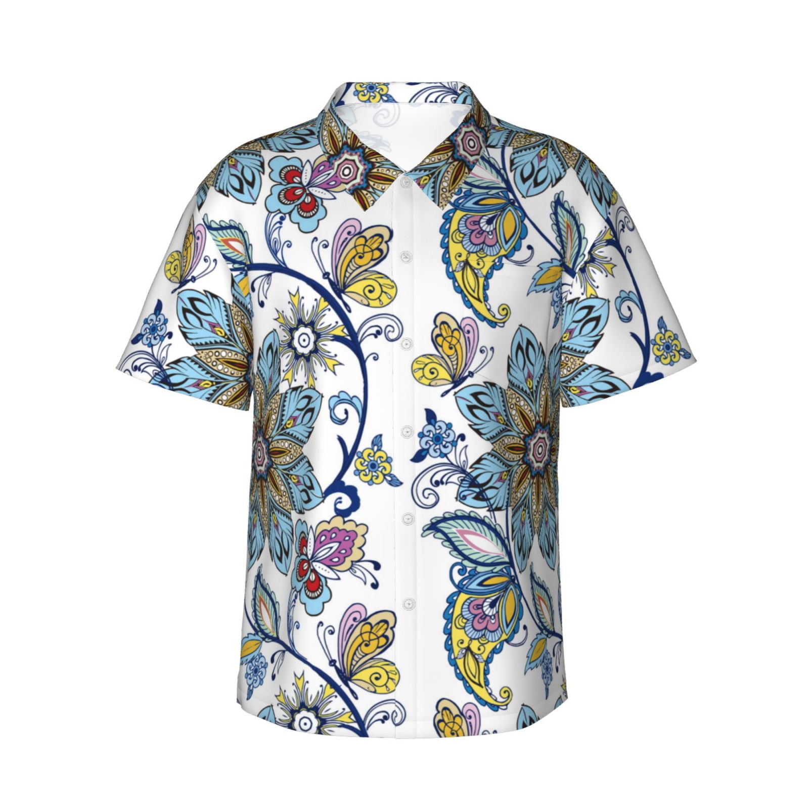 Kll Mens Hawaiian Shirt Short Sleeve Button Down Beach Shirts Flowers