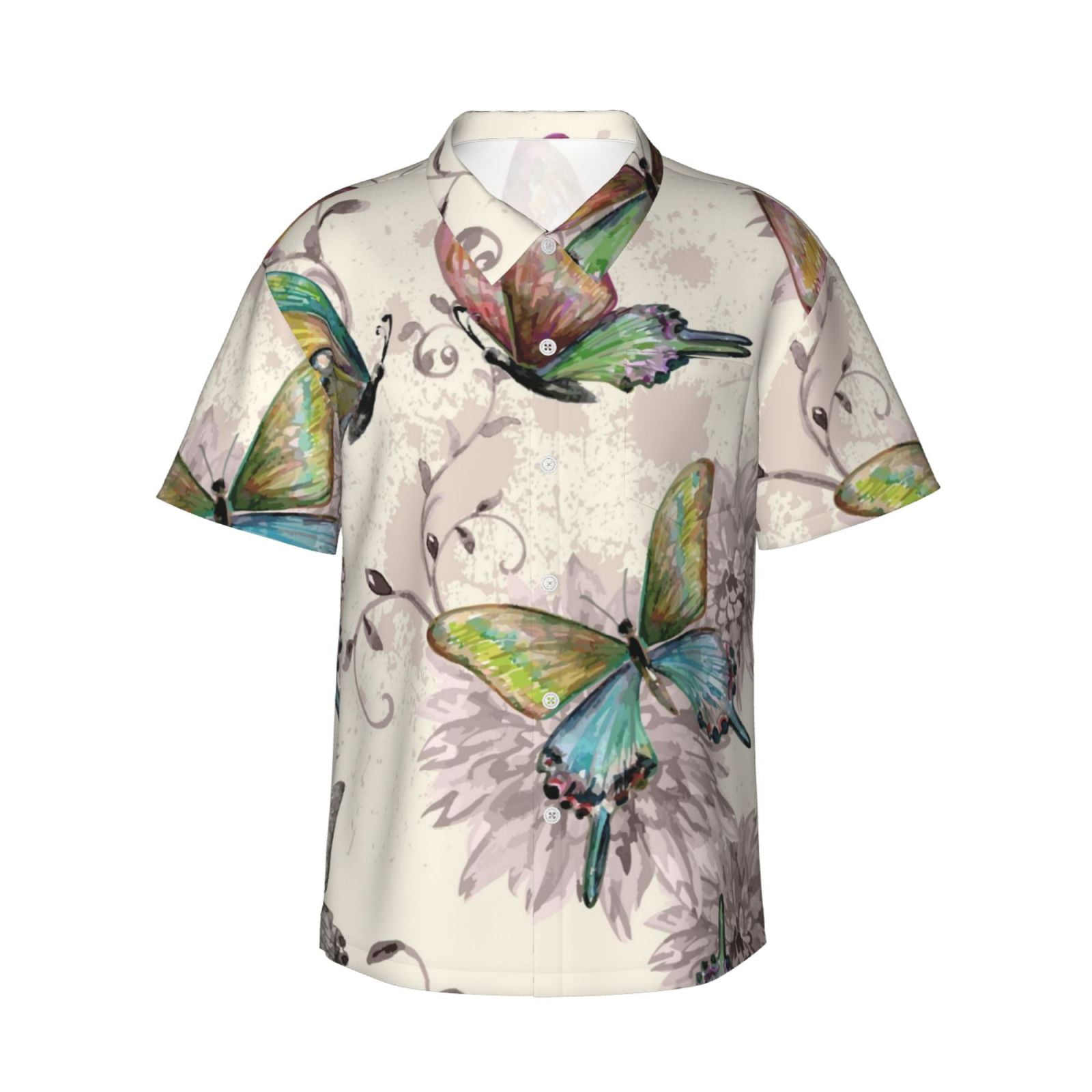 Kll Men'S Hawaiian Shirt Short Sleeve Button Down Beach Shirts-Flying Butterflies - Walmart.com