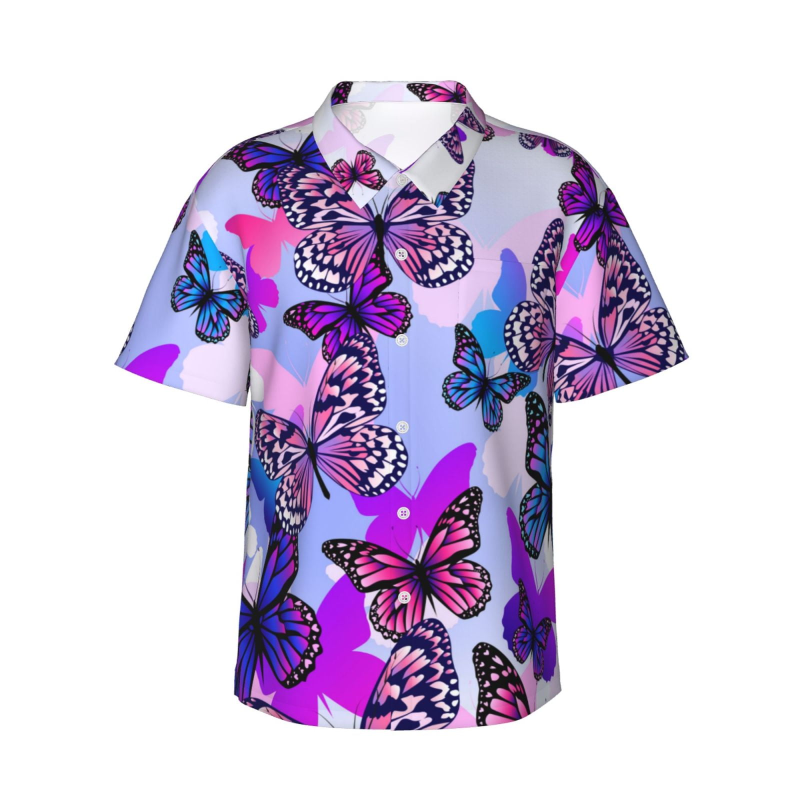 Kll Men'S Hawaiian Shirt Short Sleeve Button Down Beach Shirts-Flying Butterflies - Walmart.com