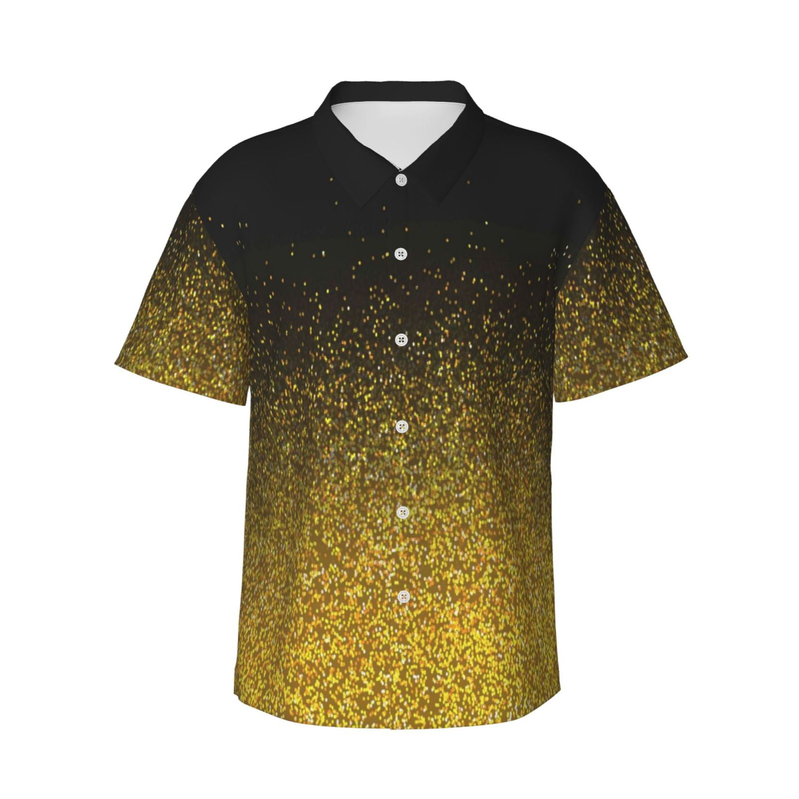 Kll Men'S Hawaiian Shirt Short Sleeve Button Down Beach Shirts-Gold ...