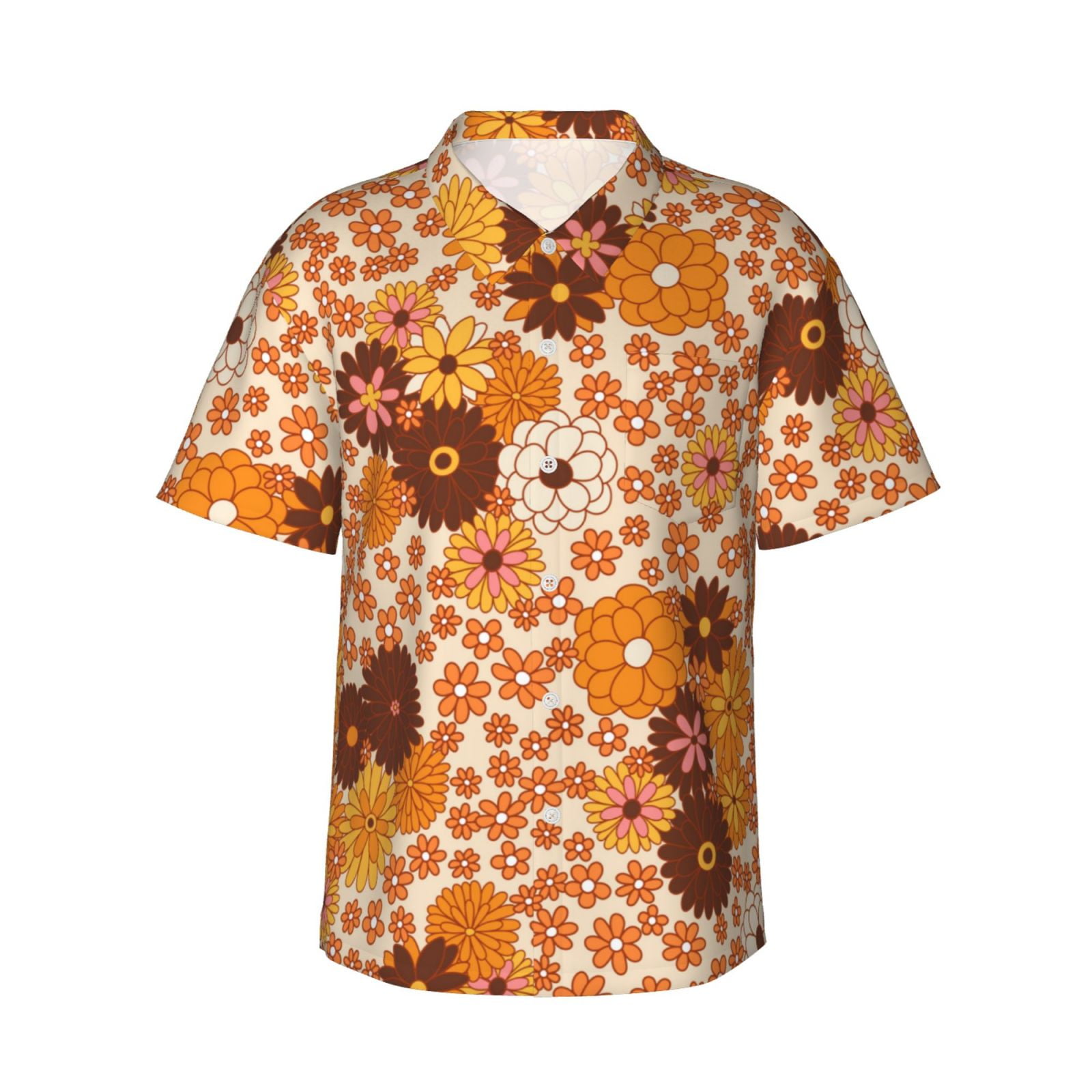 Kll Mens Hawaiian Shirt Short Sleeve Button Down Beach Shirts Hippie