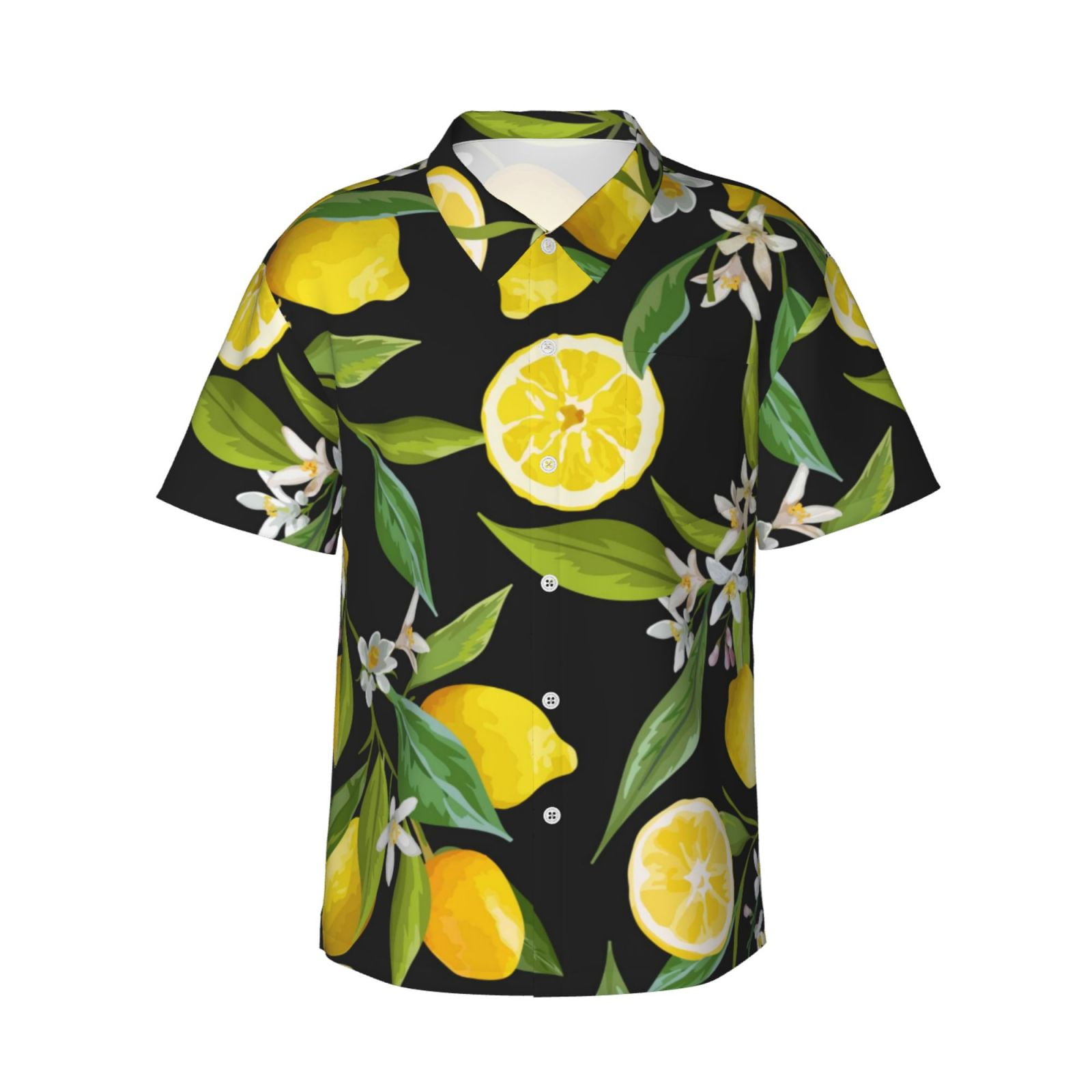 Kll Men'S Hawaiian Shirt Short Sleeve Button Down Beach Shirts-Lemon ...