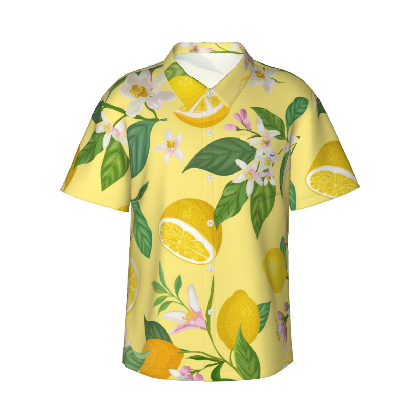 Kll Men'S Hawaiian Shirt Short Sleeve Button Down Beach Shirts-Lemon ...