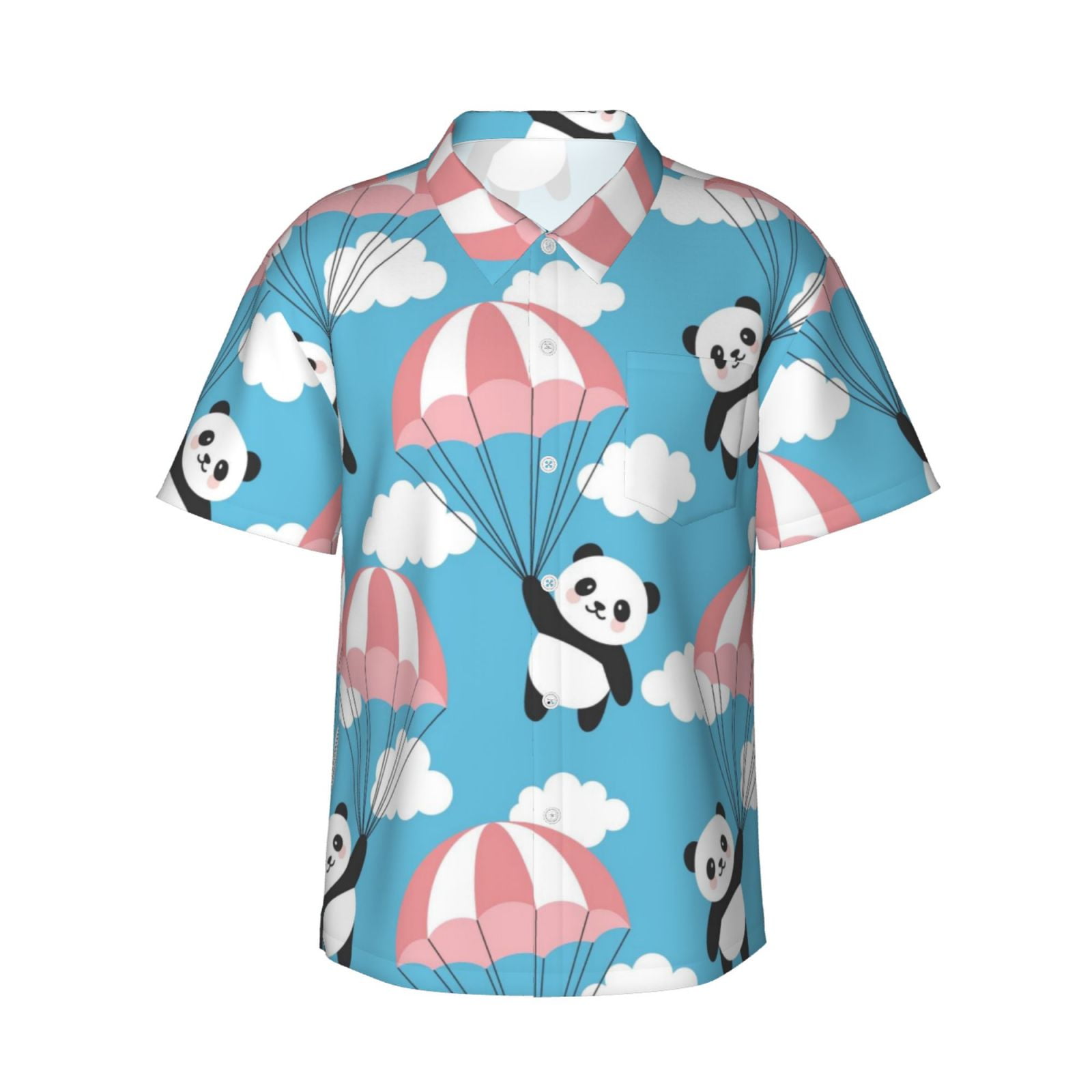 Kll Men'S Hawaiian Shirt Short Sleeve Button Down Beach Shirts-Panda ...