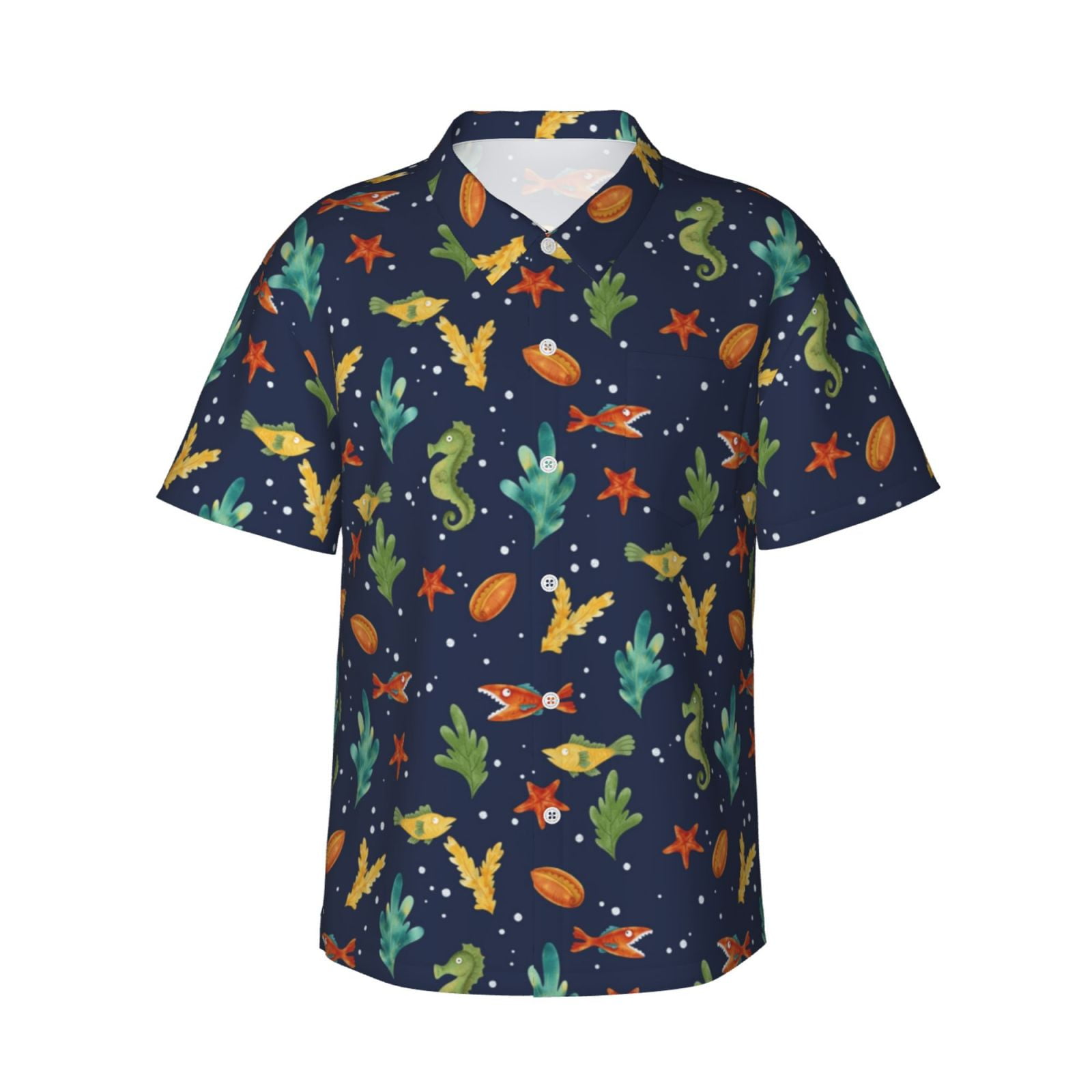 Kll Men'S Hawaiian Shirt Short Sleeve Button Down Beach Shirts-Shells ...
