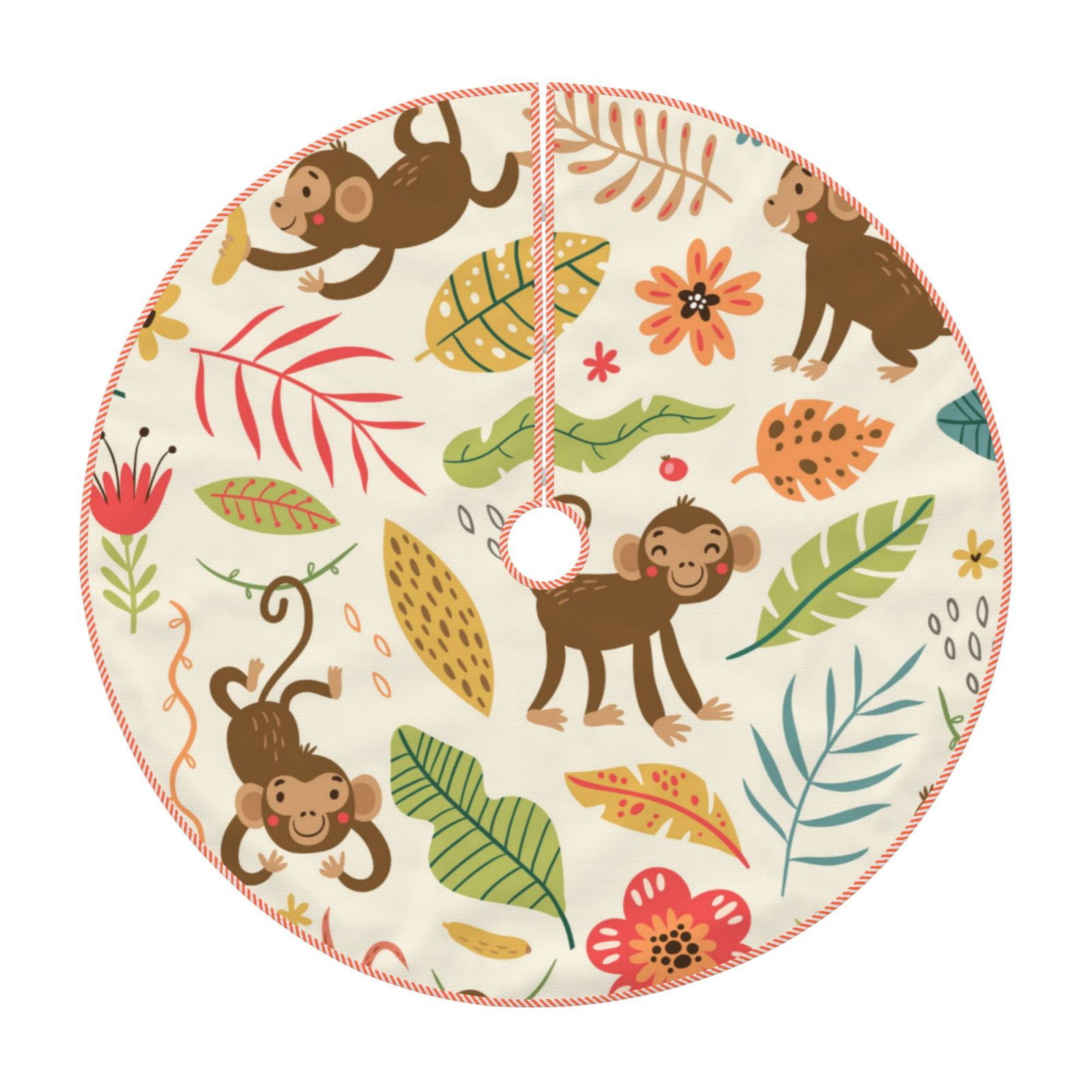 Kll Monkeys In The Jungle Christmas Tree Skirt 48",Party Decorations ...
