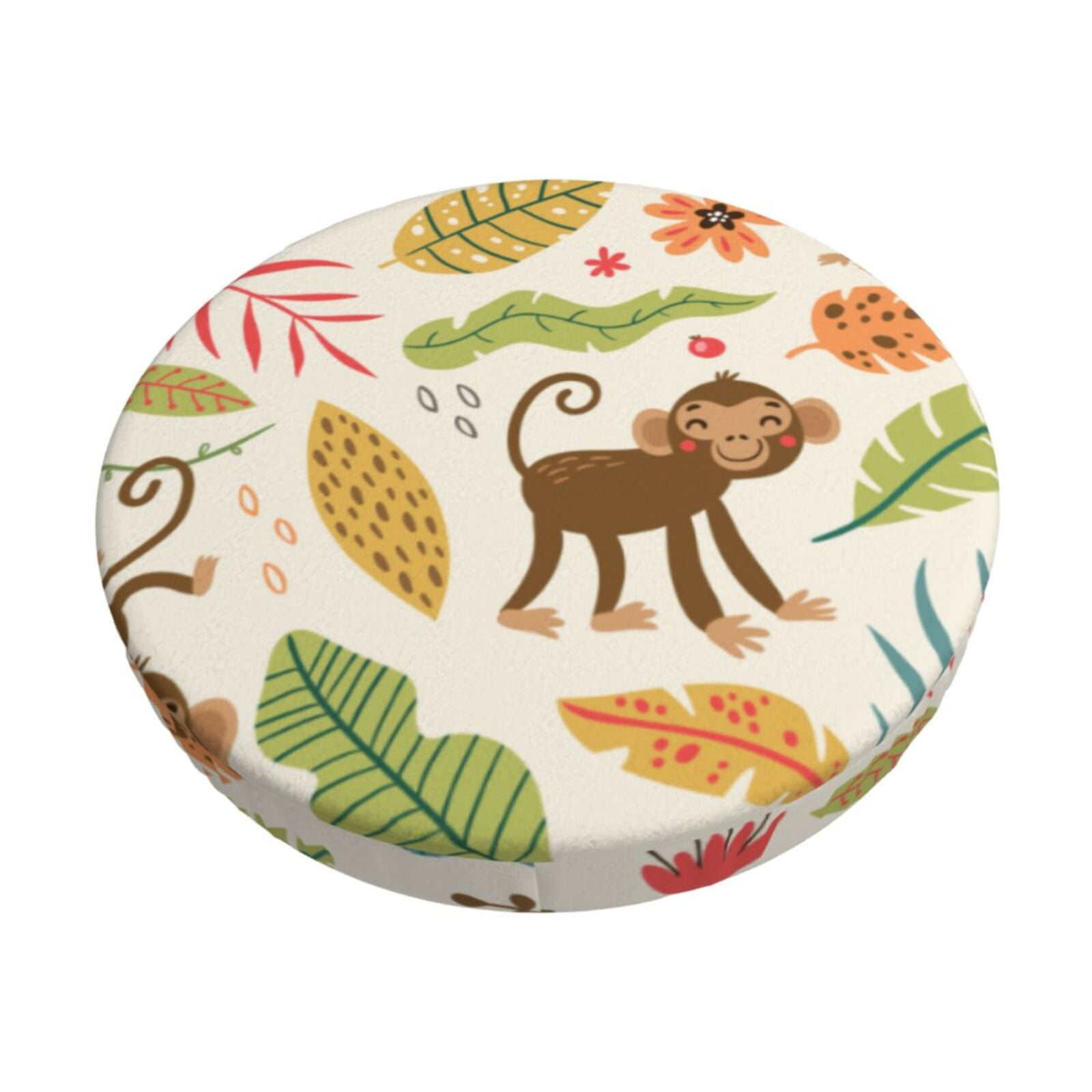 Kll Monkeys In The Jungle Round Bar Chair Cushion Cover 13 Inch,Bar ...