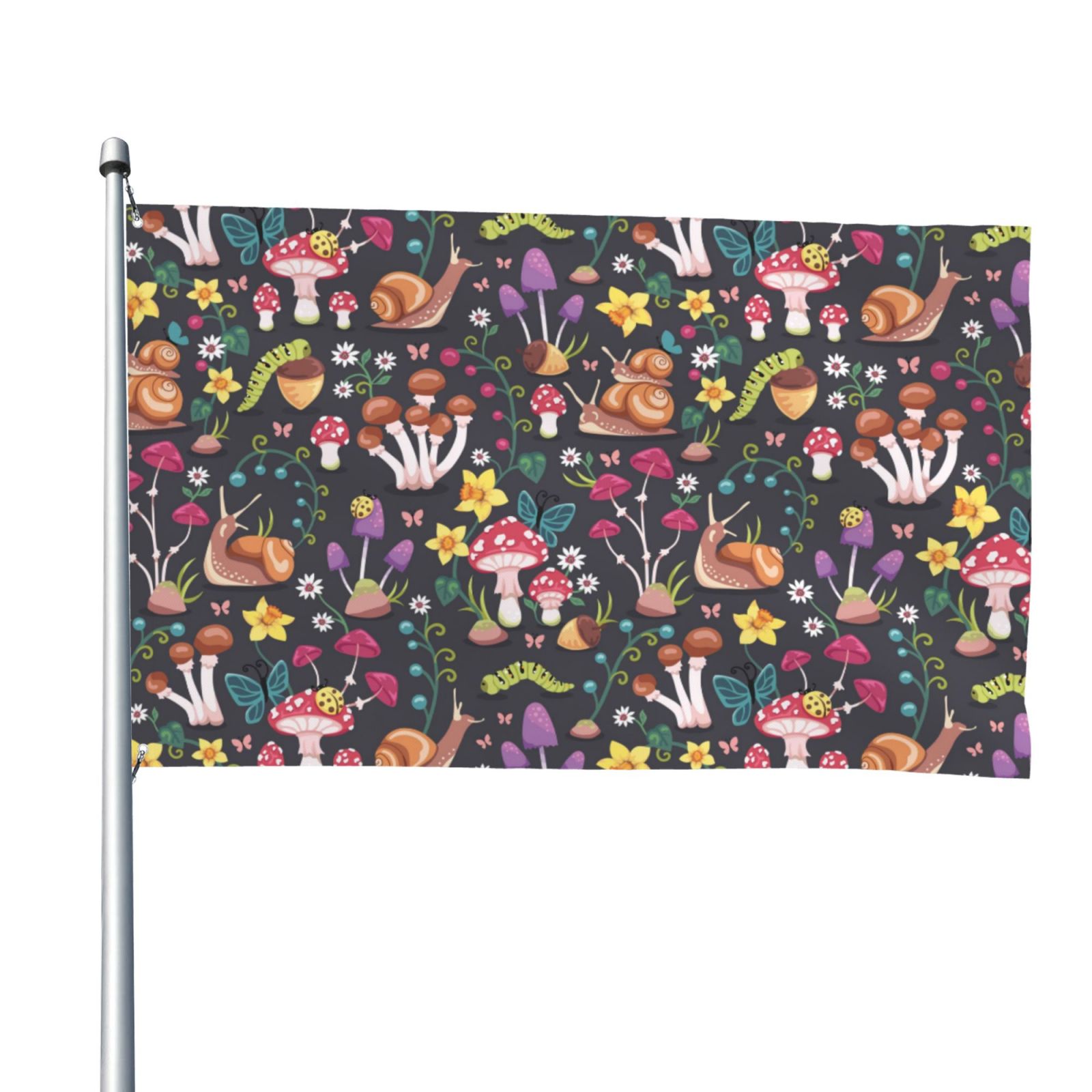 Kll Mushrooms Snails Butterflies Flag 4x6 Ft Parade Party Flag Outdoor ...