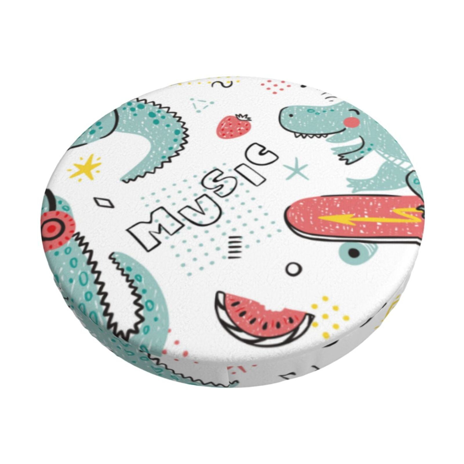 Kll Music Lover Dinosaur Round Bar Chair Cushion Cover 12 Inch,Bar ...