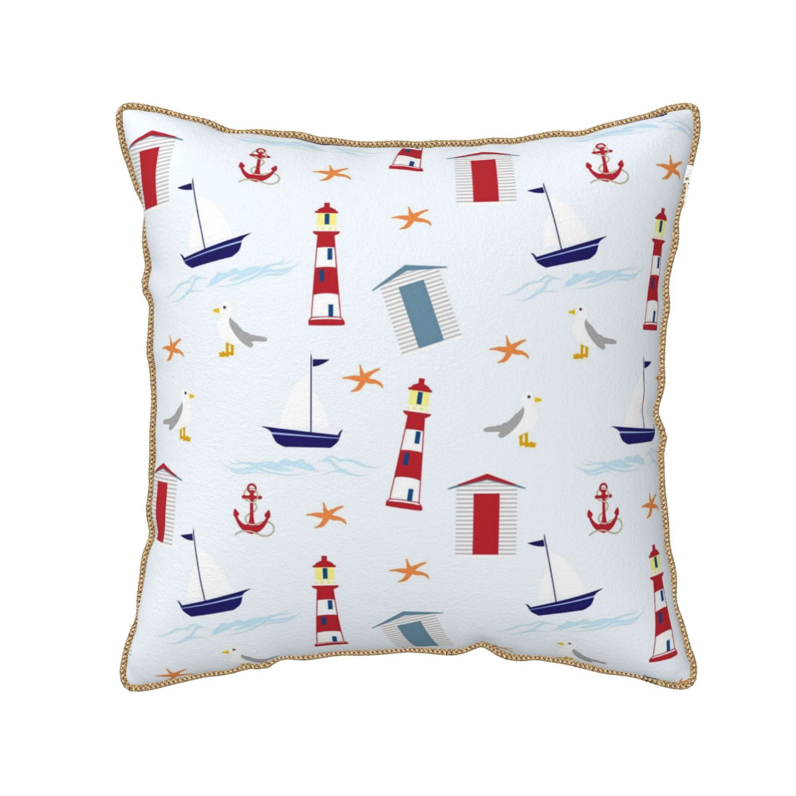 Kll Nautical Lighthouse Sailboat Decorative Throw Pillow Covers Velvet ...