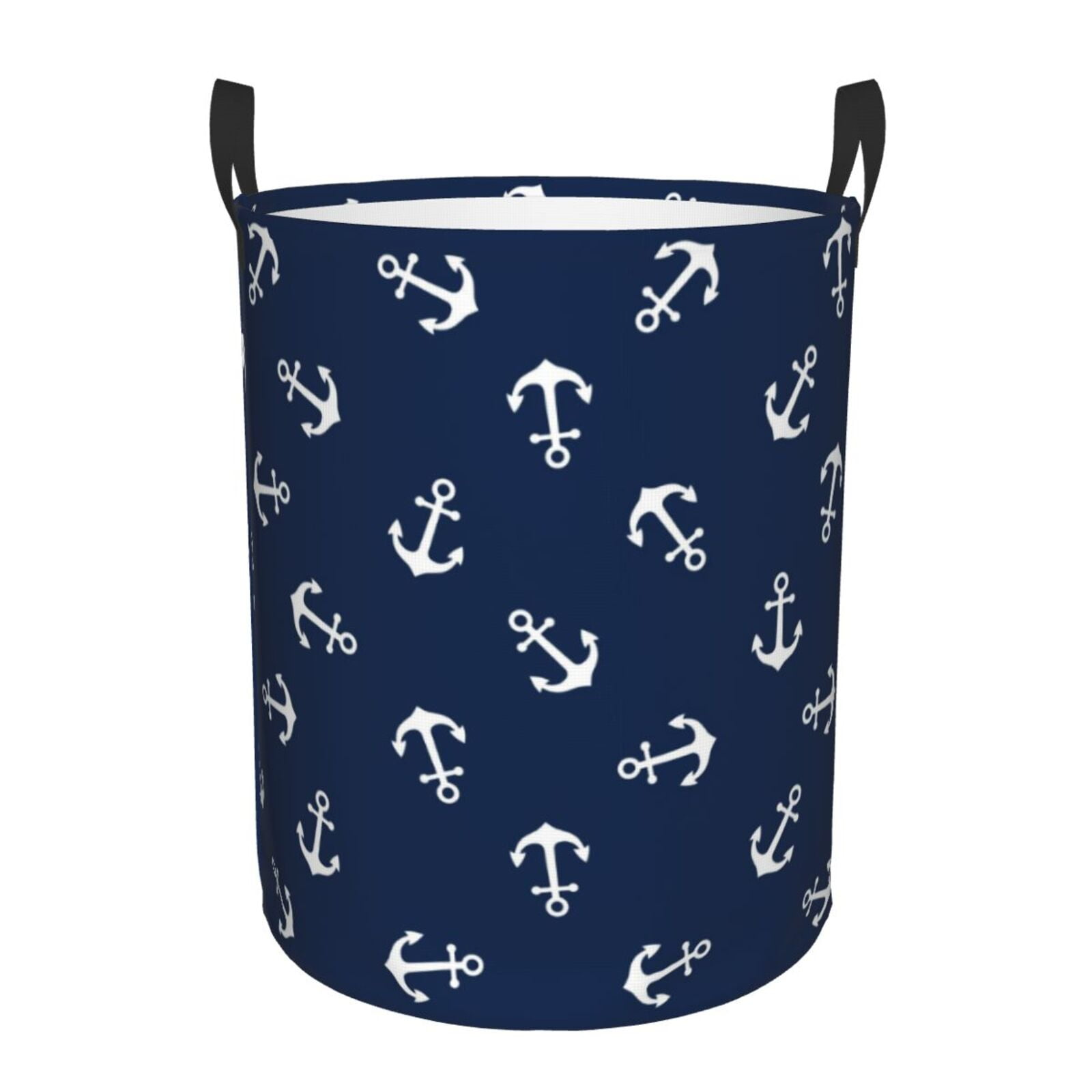 Kll Nautical Themed Simple Anchors Waterproof Foldable Laundry Hamper ...