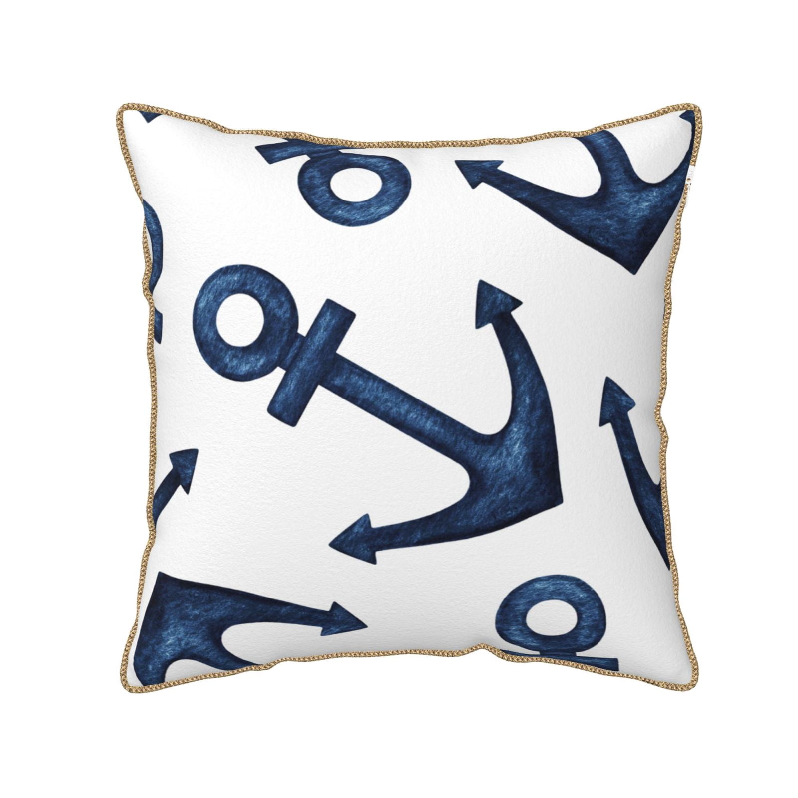 Kll Navy Blue Anchor Decorative Throw Pillow Covers Velvet Soft For ...