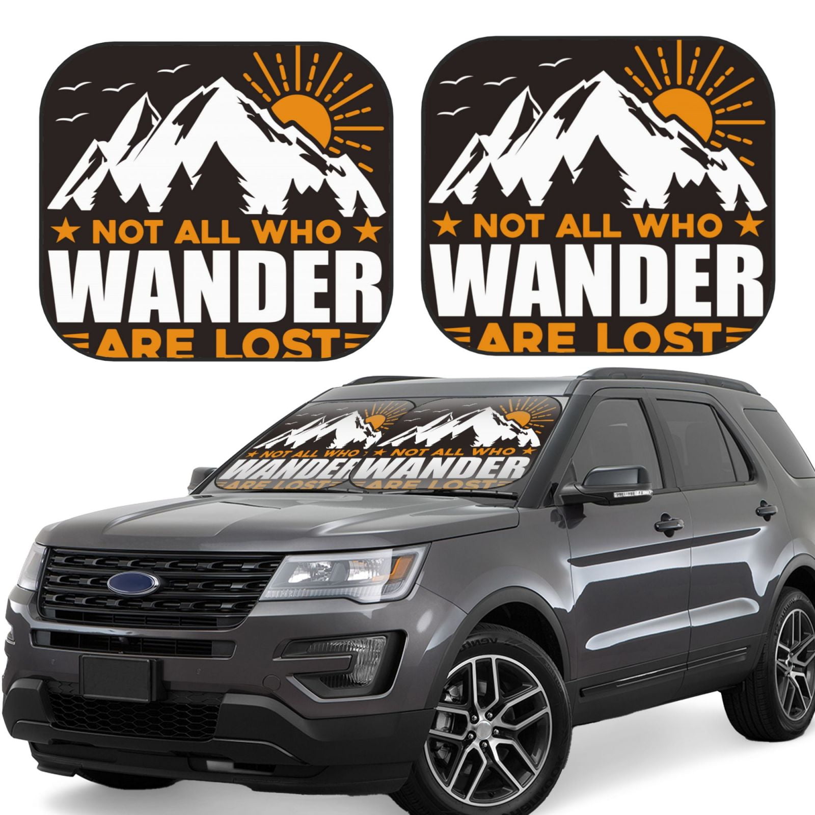 Kll Not All Who Wander Are Lost4 Windshield Sun Shade 2-Piece Foldable ...