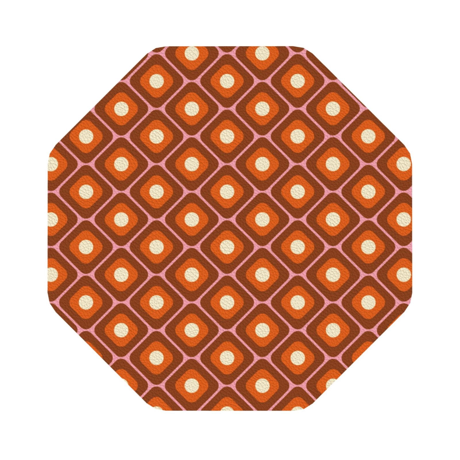 Kll Octagon Drink Coasters Set Of 4,Pu Leather Absorbent Coasters Set ...