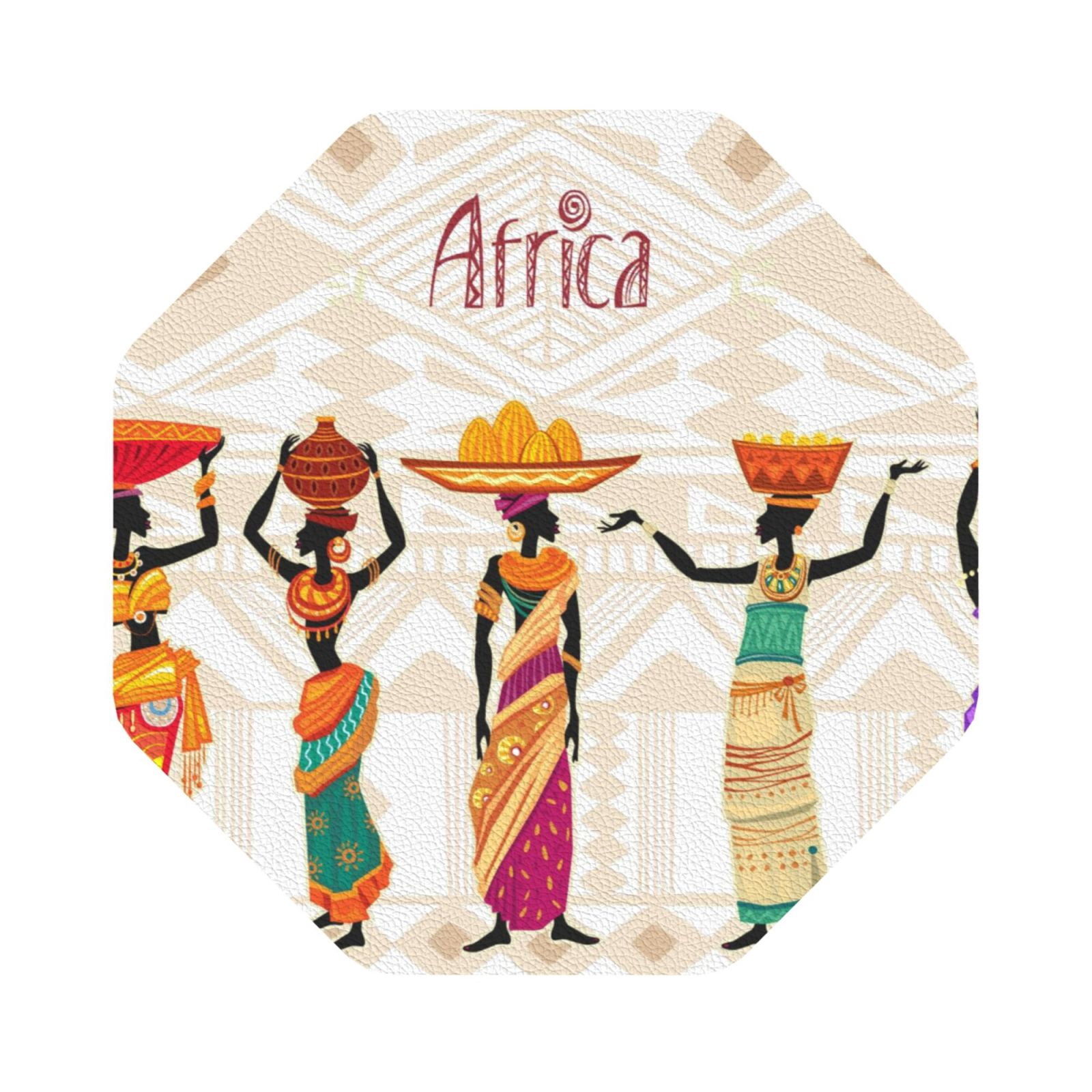 Kll Octagon Drink Coasters Set Of 4,Pu Leather Absorbent Coasters Set ...