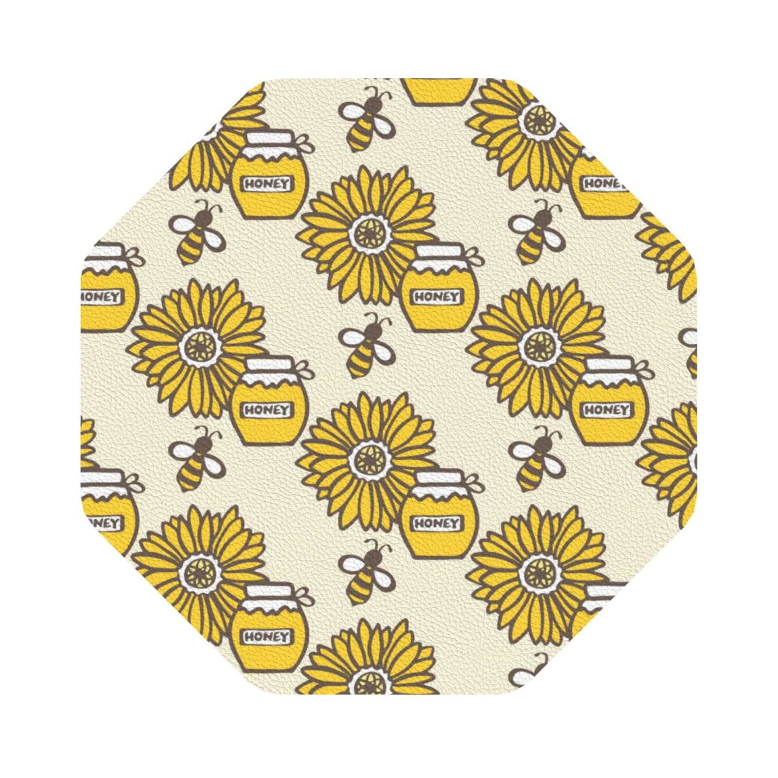 Kll Octagon Drink Coasters Set Of 4,Pu Leather Absorbent Coasters Set ...