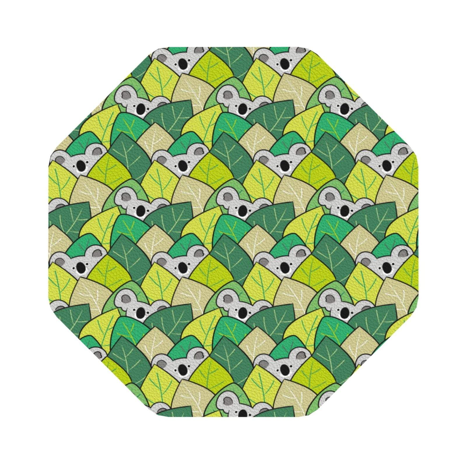Kll Octagon Drink Coasters Set Of 4,Pu Leather Absorbent Coasters Set ...