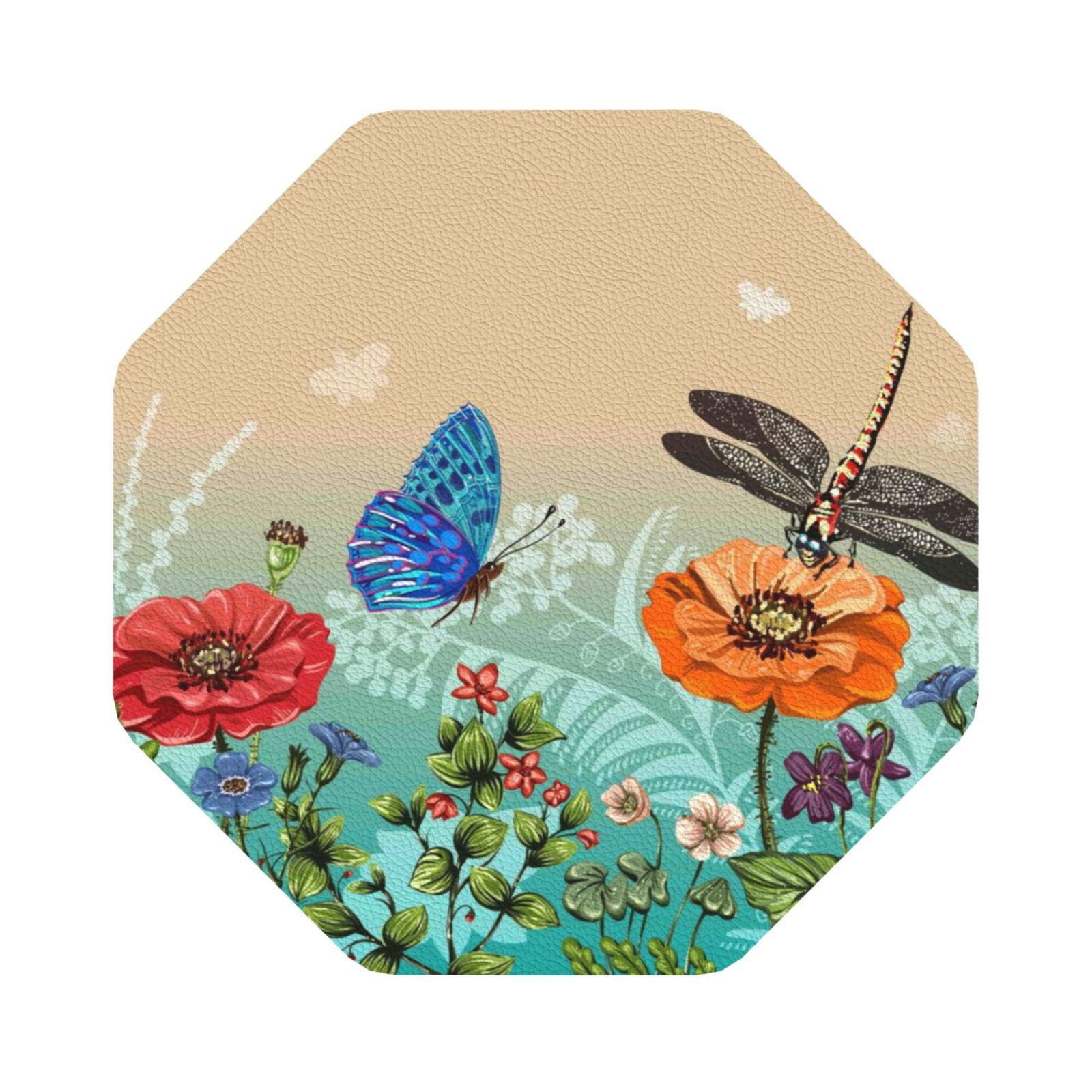 Kll Octagon Drink Coasters Set Of 4,Pu Leather Absorbent Coasters Set ...