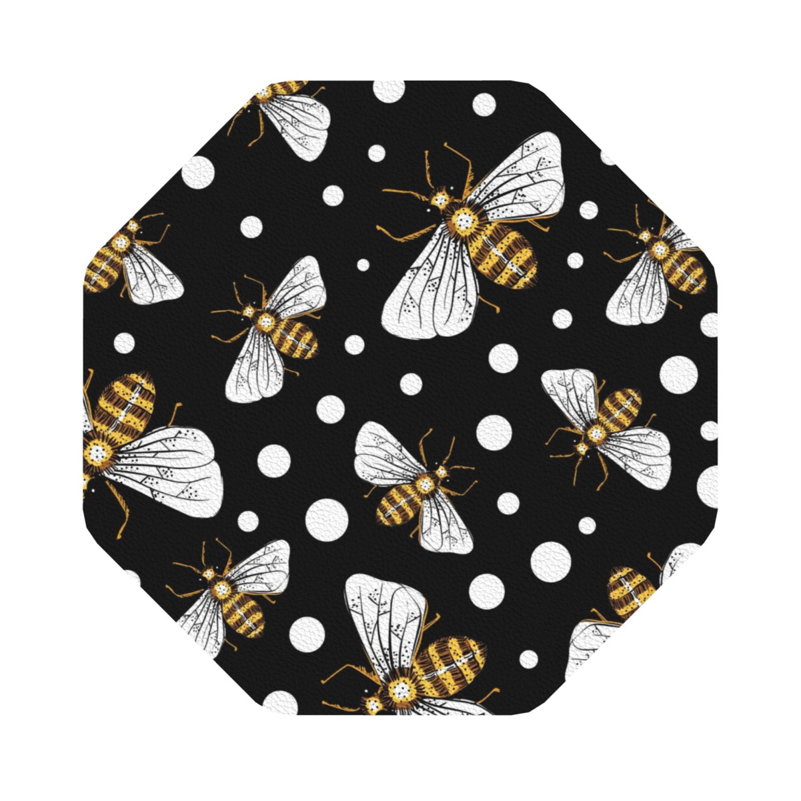 Kll Octagon Drink Coasters Set Of 4,Pu Leather Absorbent Coasters Set ...