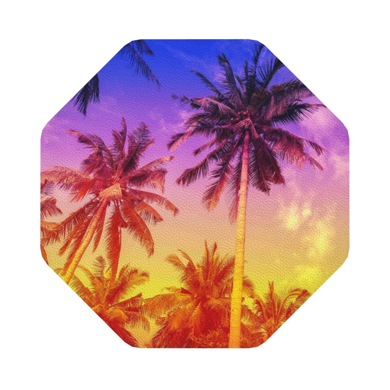 Kll Octagon Drink Coasters Set Of 4,Pu Leather Absorbent Coasters Set ...