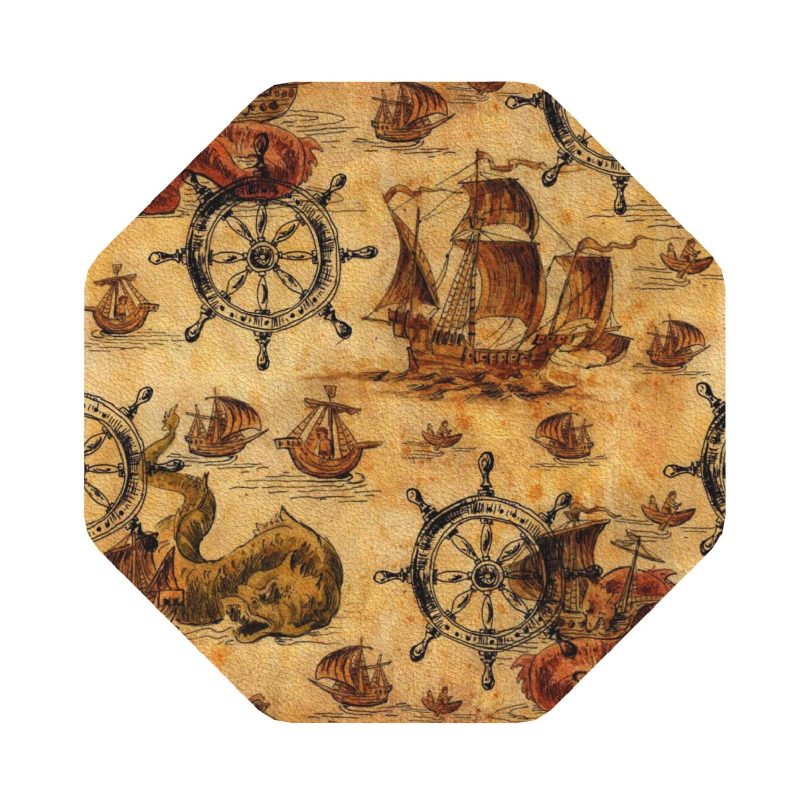 Kll Octagon Drink Coasters Set Of 4,Pu Leather Absorbent Coasters Set ...