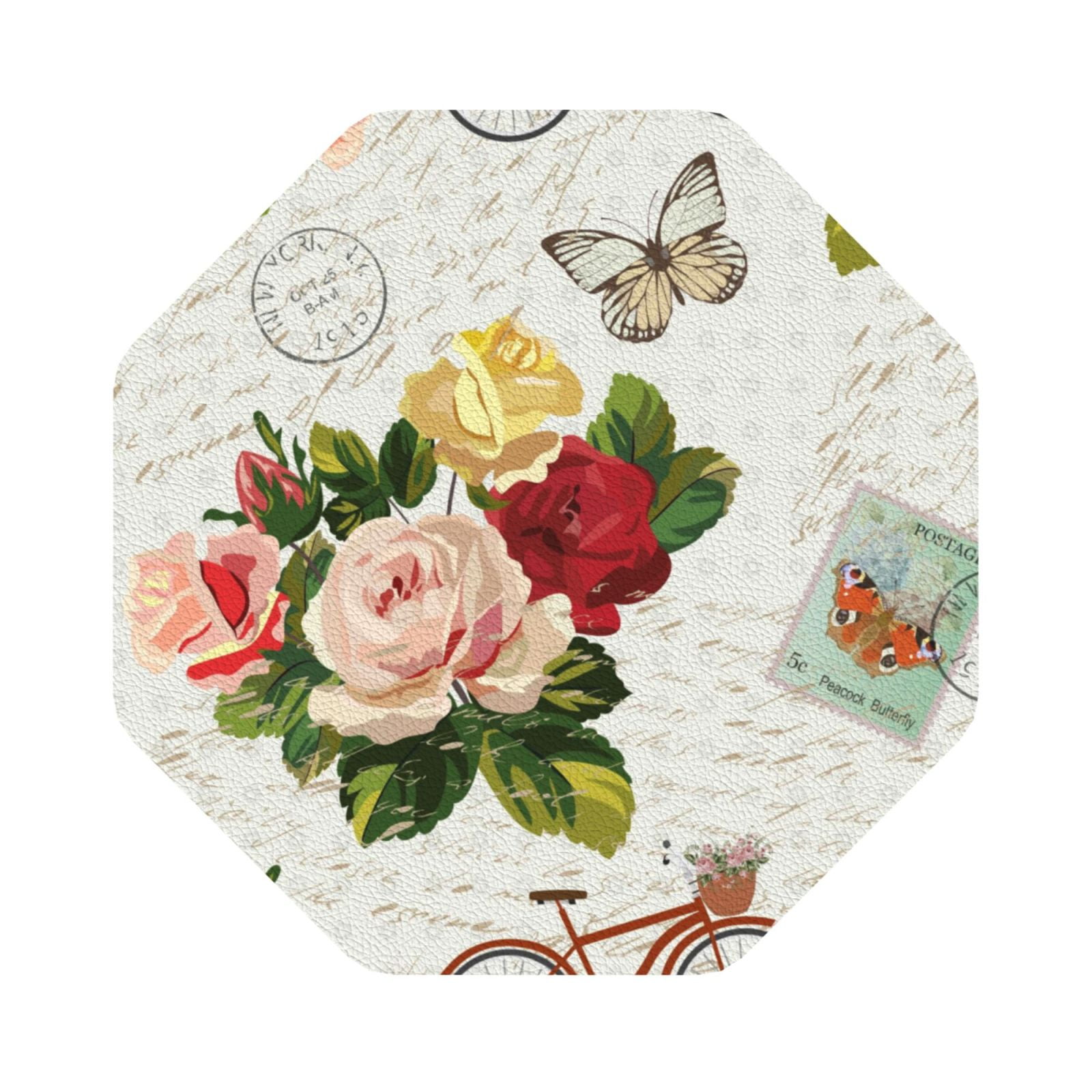 Kll Octagon Drink Coasters Set Of 4,Pu Leather Absorbent Coasters Set Decorative Coffee Cup ...