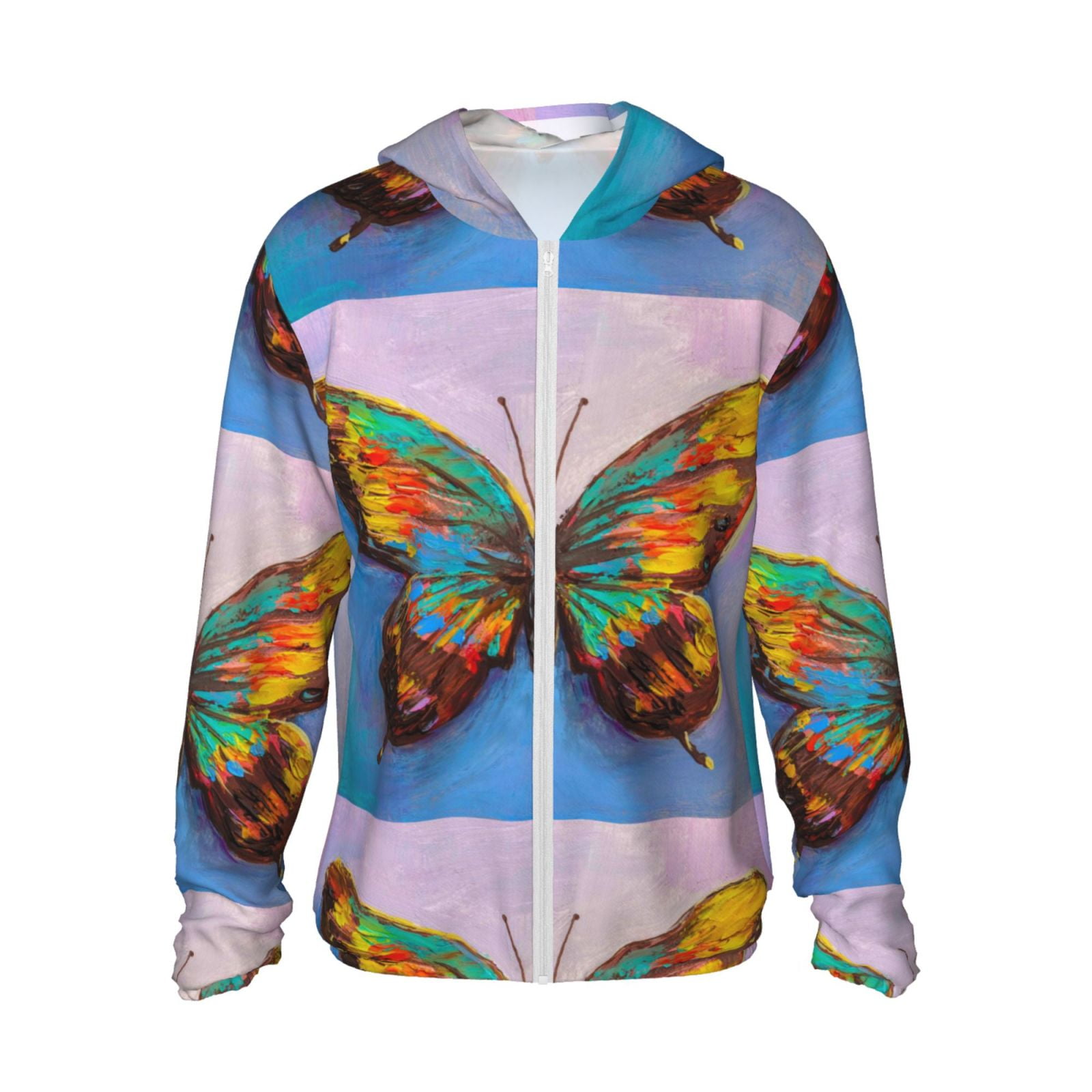 Kll Oil Painting Beautiful Butterfly Print Men'S Women’s Upf 50+ Sun Protection Outdoor Hoodie ...