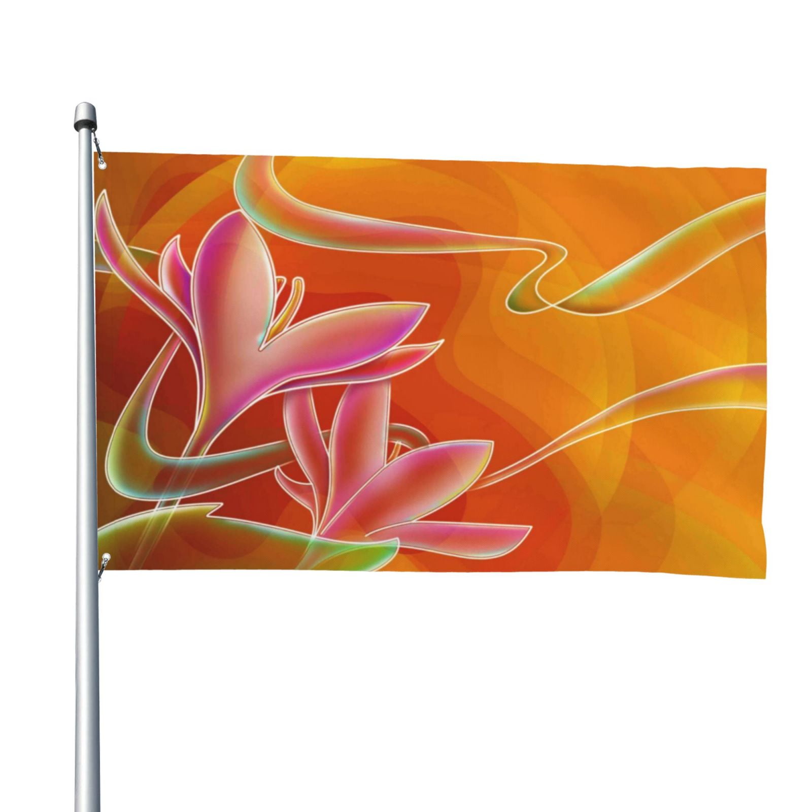 Kll Orange Flower Psychedelic Flag 4x6 Ft Parade Party Flag Outdoor ...