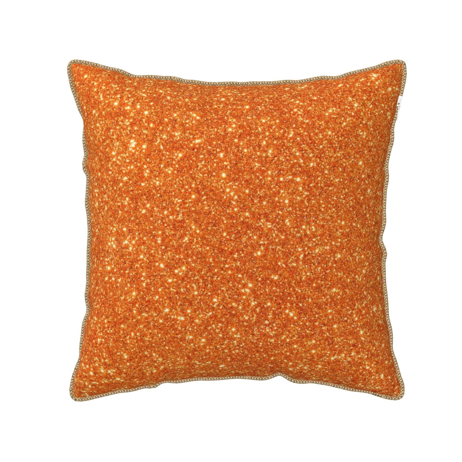 Kll Orange Glitter Decorative Throw Pillow Covers Velvet Soft For Couch ...