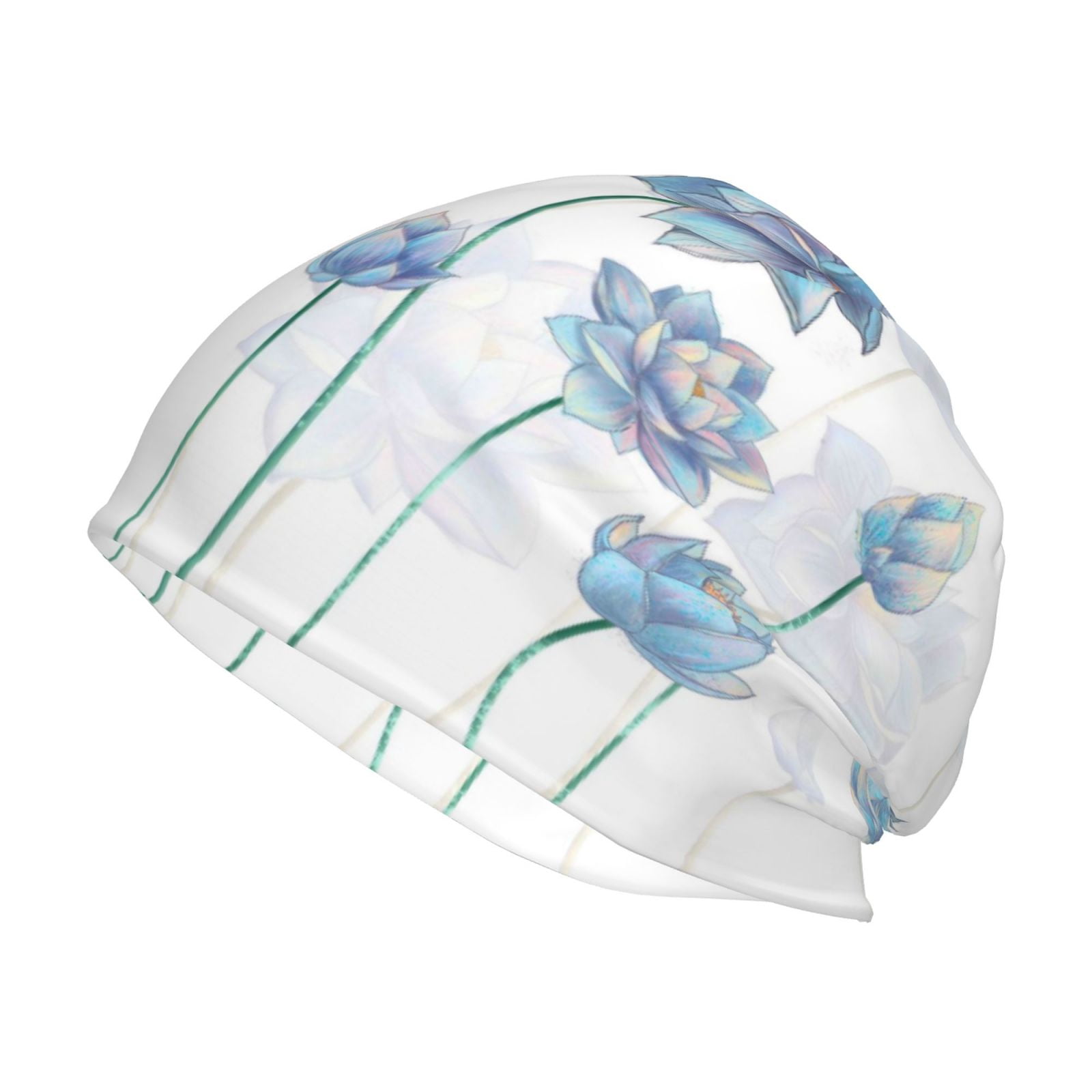 Kll Pale Blue Lotus Flowers Winter Fall Beanie Knit Hats For Men ...