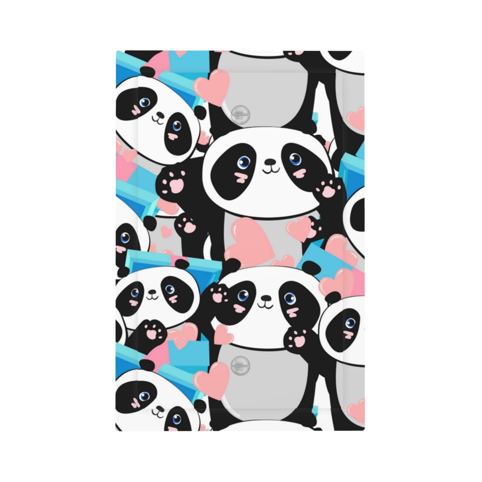 Kll Panda Cute Pink Hearts Wall Plate,Gloss Finish,Standard Size 1 - 5 ...