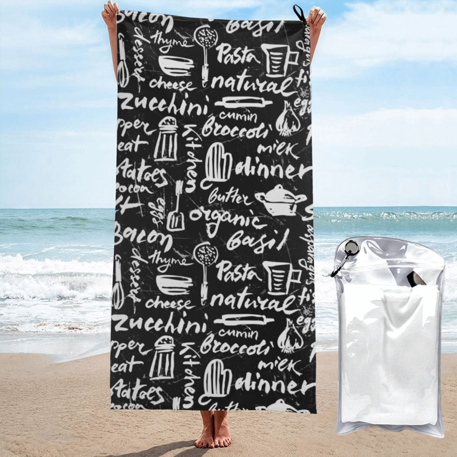 Kll Pasta Bacon Microfiber Beach Towel Fast Drying,Extra Large 27.5"X55 ...