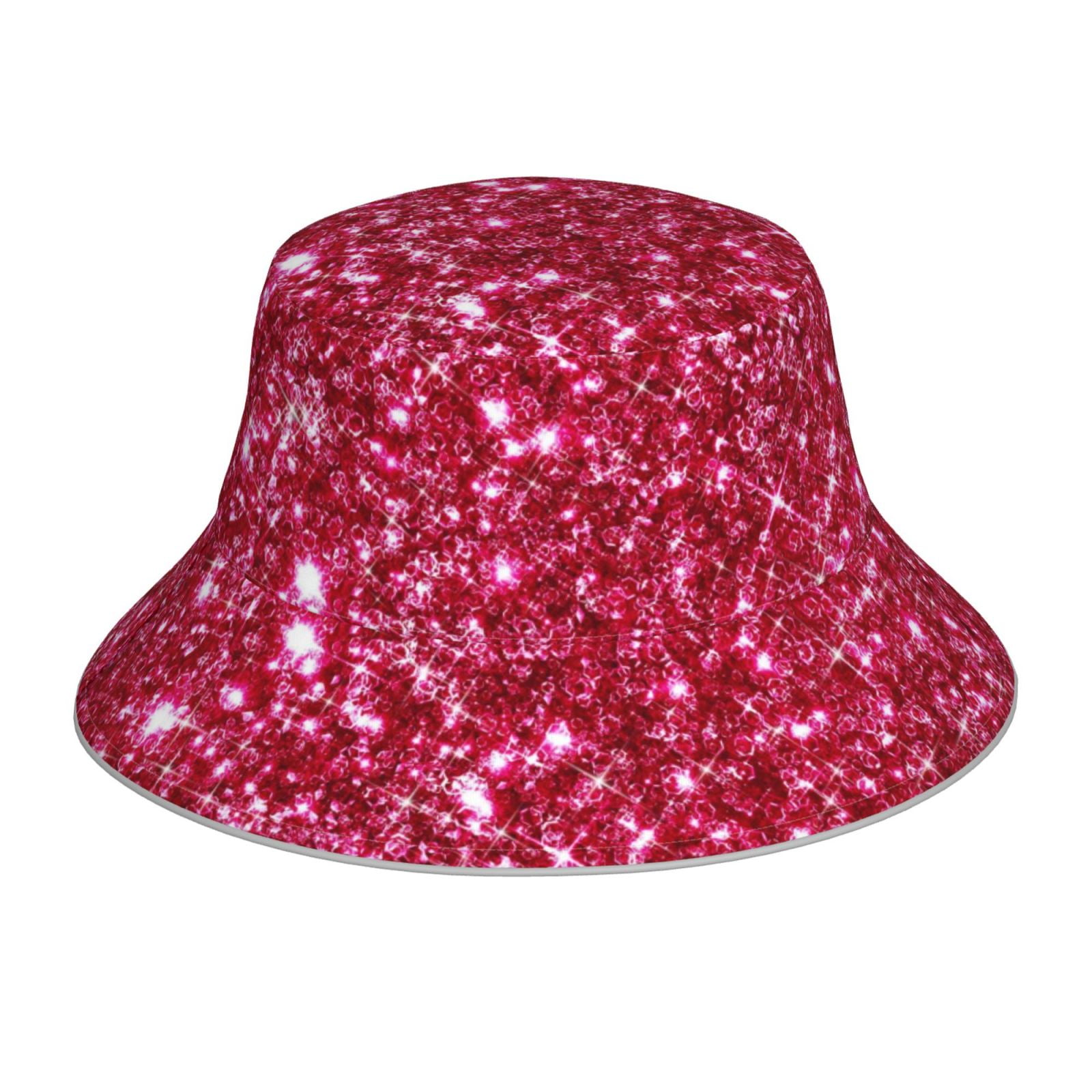 Kll Pink Glitter Bucket Hat For Women Men Packable Travel Beach Sun Hat ...