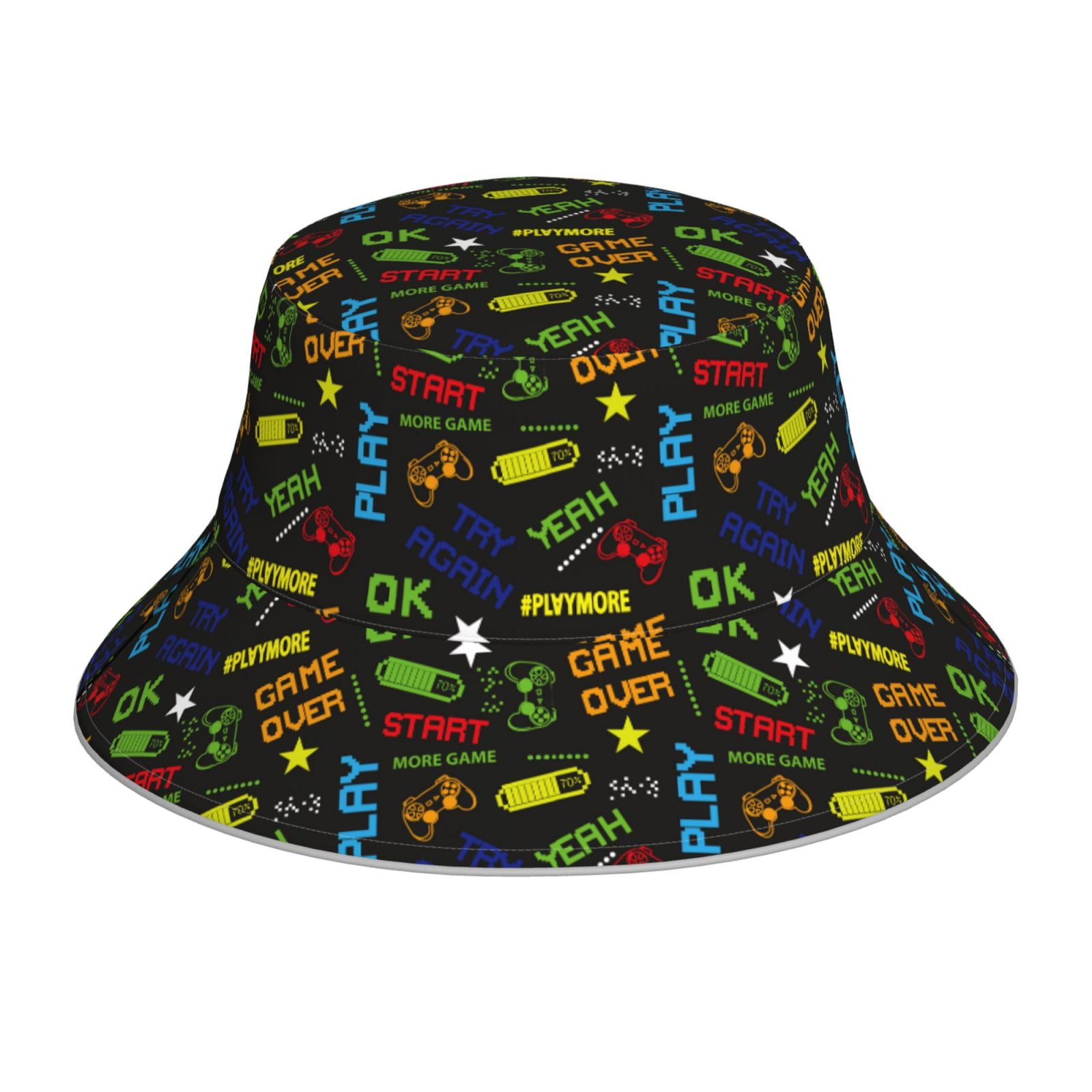 Kll Pixel Game Bucket Hat For Women Men Packable Travel Beach Sun Hat ...