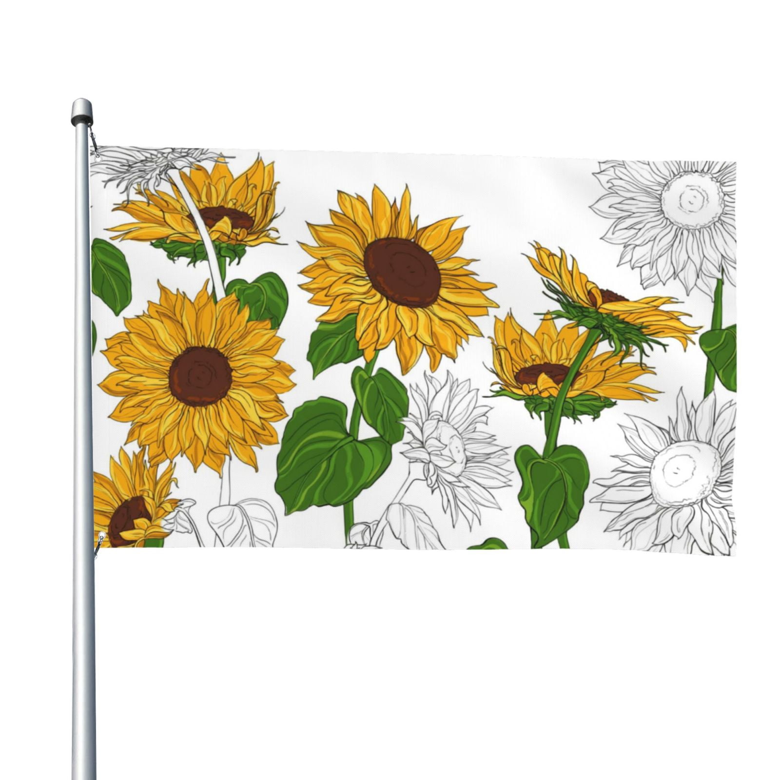 Kll Plump Sunflower And Sketch Sunflower Flag 4x6 Ft Parade Party Flag ...