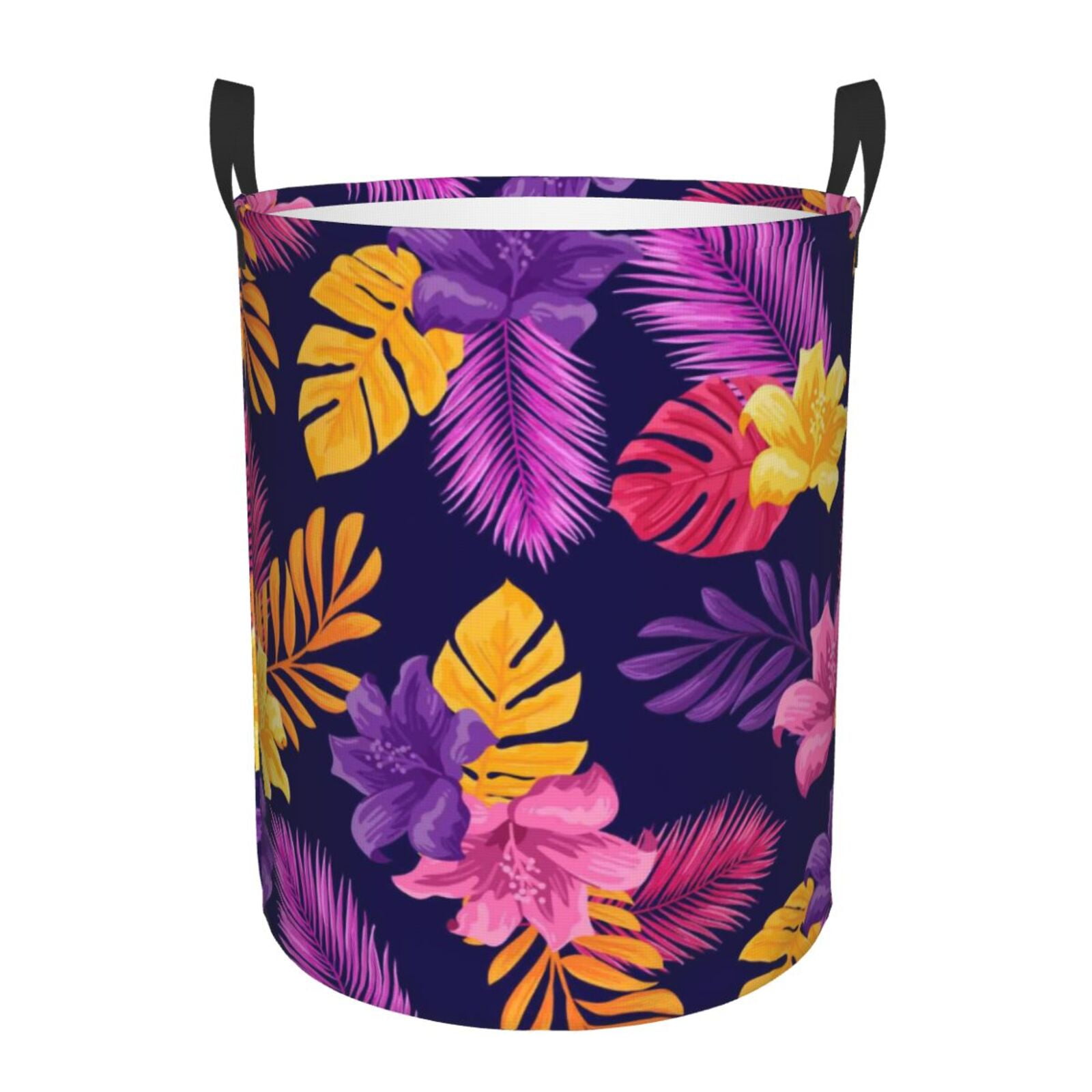 Kll Purple Flower Waterproof Foldable Laundry Hamper Bucket With ...