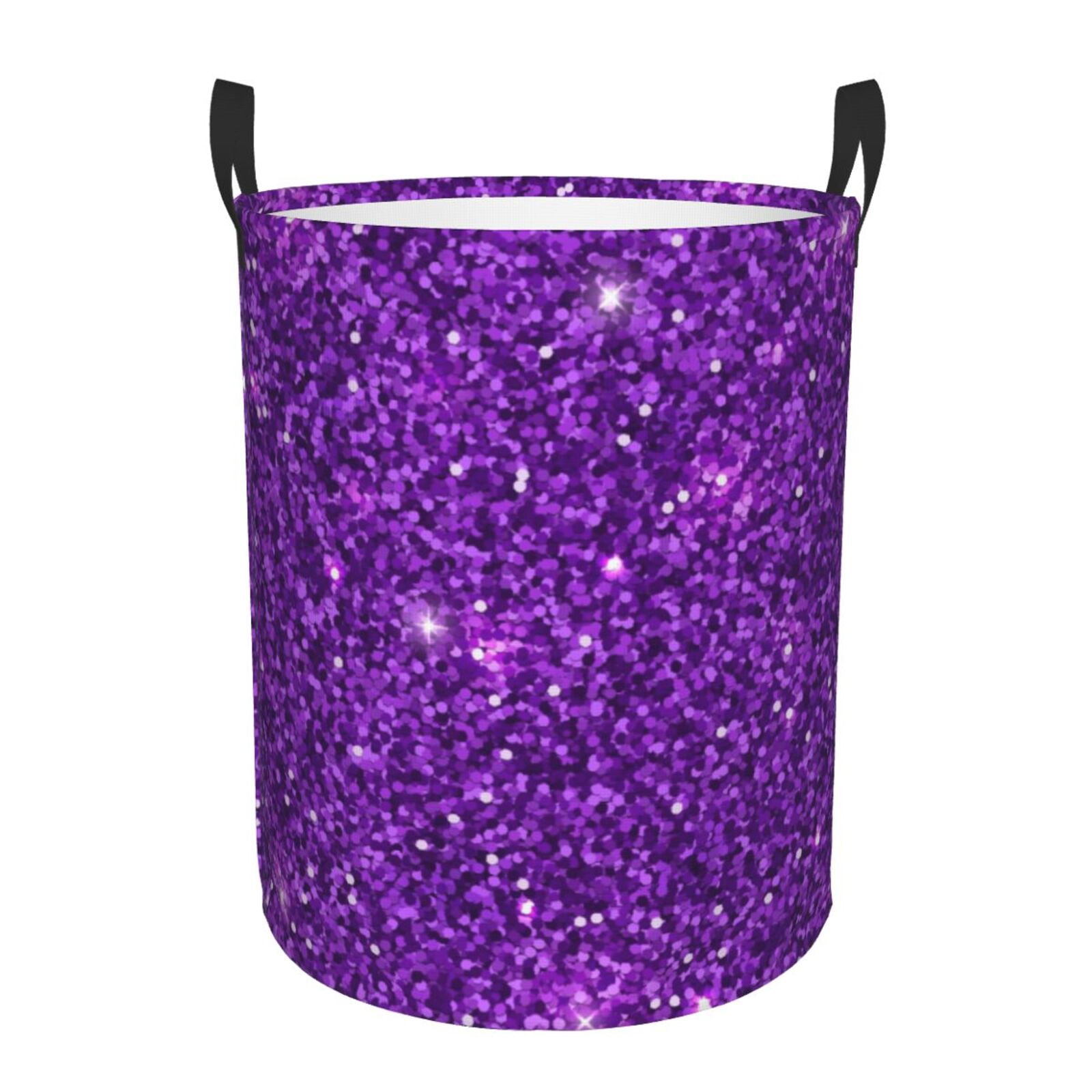 KLL Purple Glitter Waterproof Foldable Laundry Hamper Bucket with ...