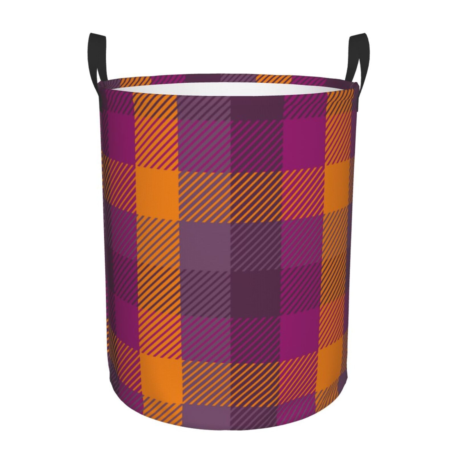 Kll Purple Yellow Buffalo Plaid Waterproof Foldable Laundry Hamper ...