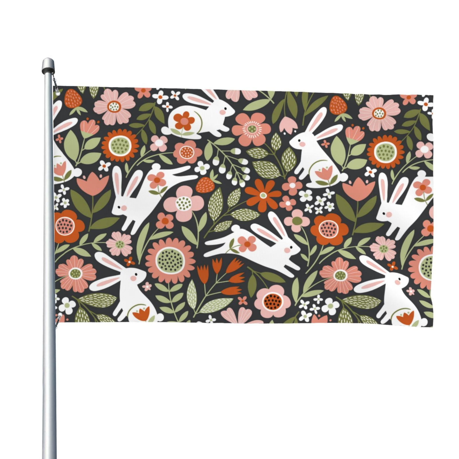 Kll Rabbits On Floral Flag 4x6 Ft Parade Party Flag Outdoor Flag ...
